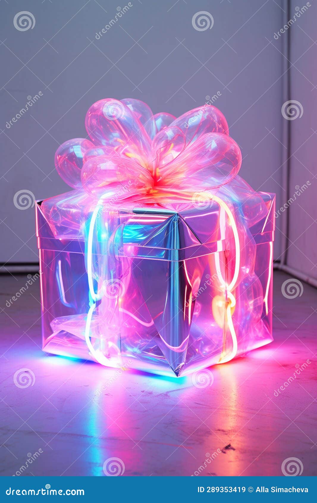 Gift Boxes on the Table in Neon Lighting Stock Image - Image of glow ...