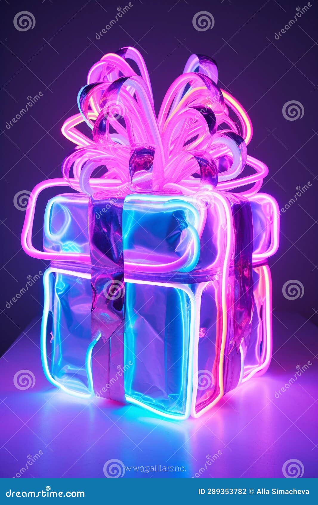 Gift Boxes on the Table in Neon Lighting Stock Photo - Image of ...