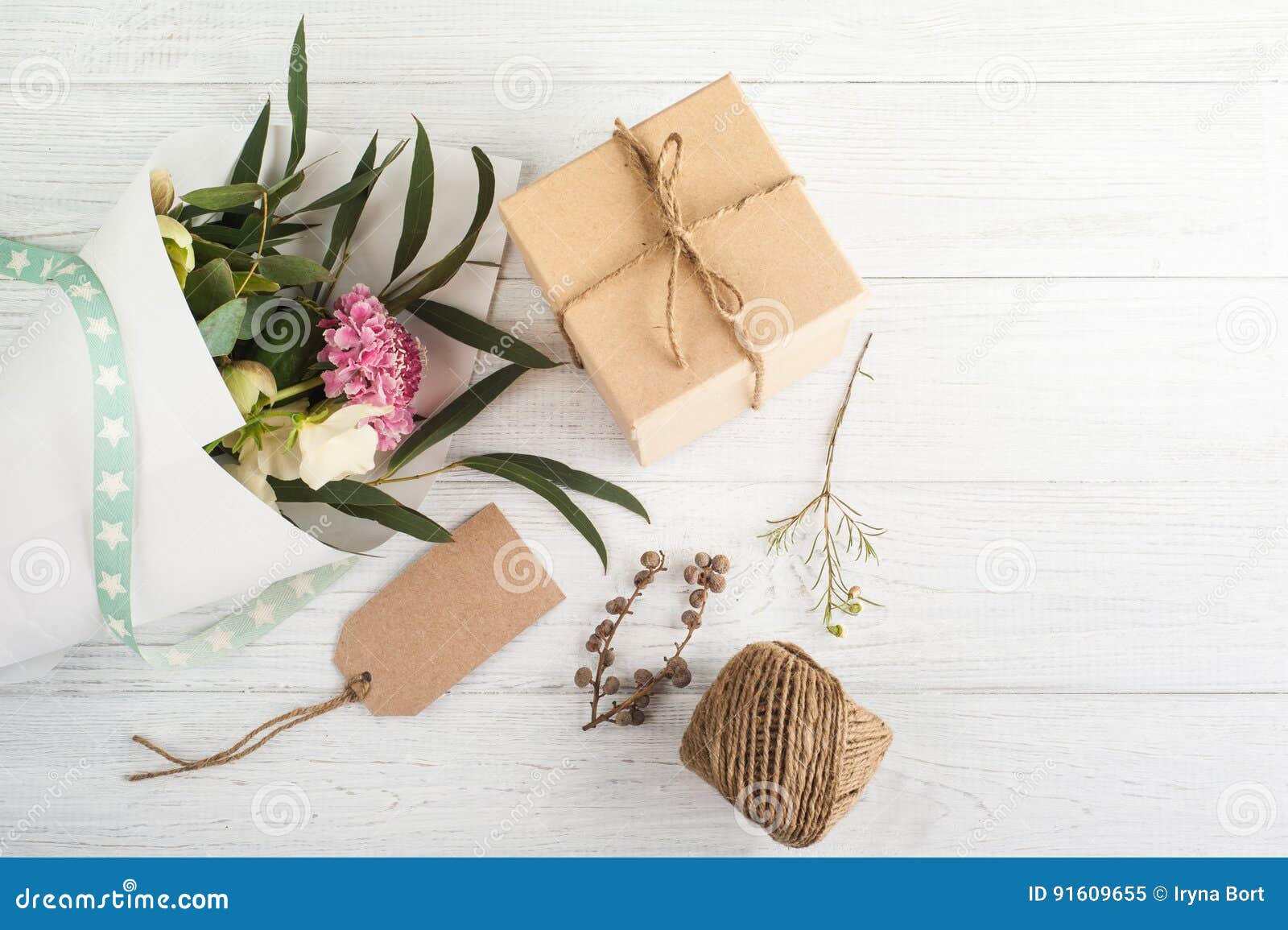 Gift Boxes with Tag stock image. Image of gift, rustic - 91609655