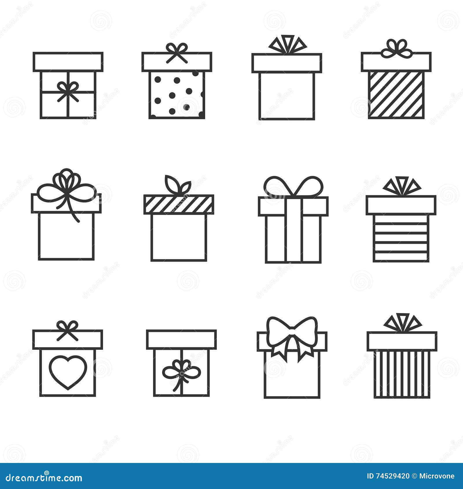 Gift Boxes Thin Line Vector Icons Stock Vector - Illustration of label ...