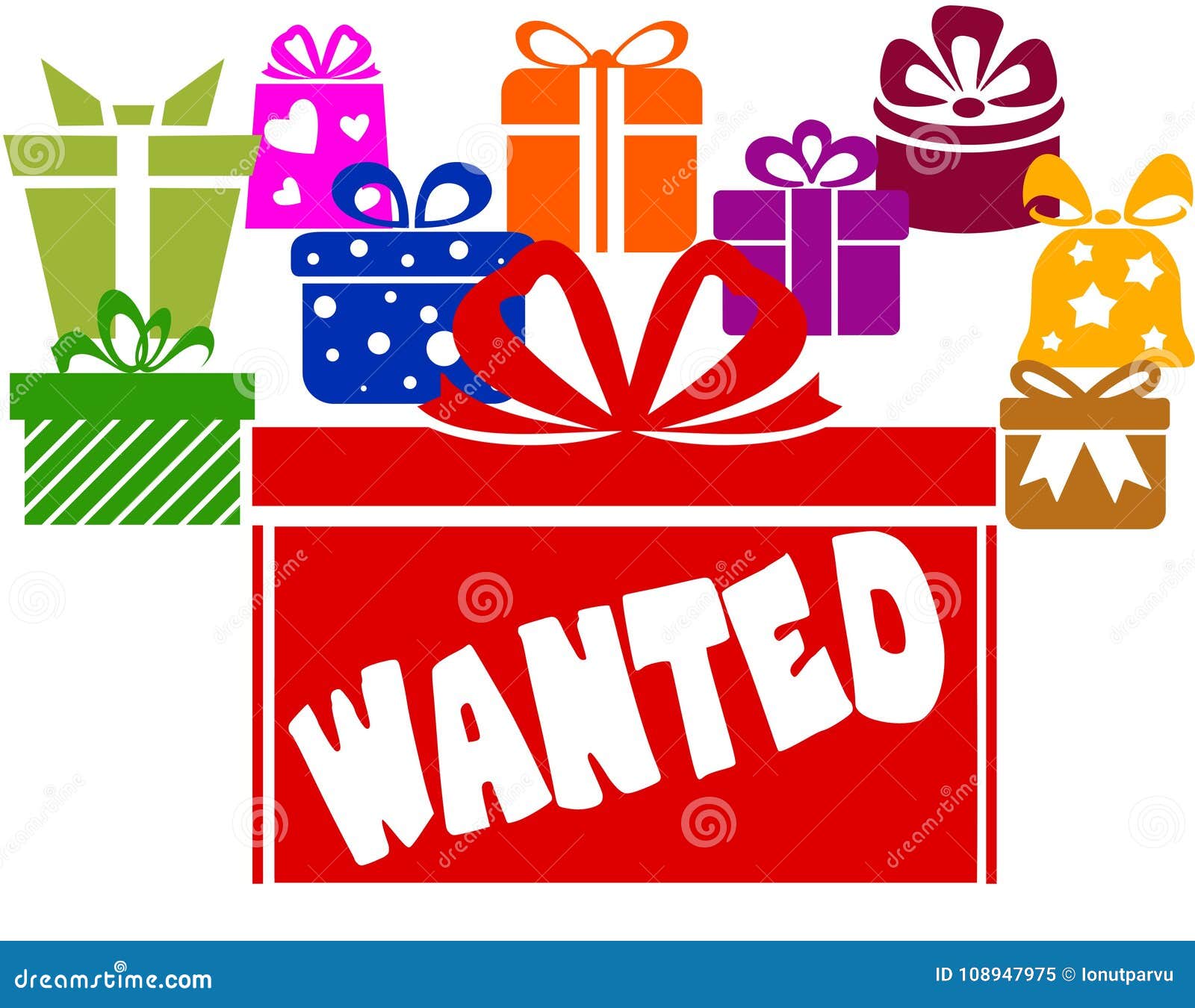 Gift Boxes with WANTED Text. Stock Illustration - Illustration of ...