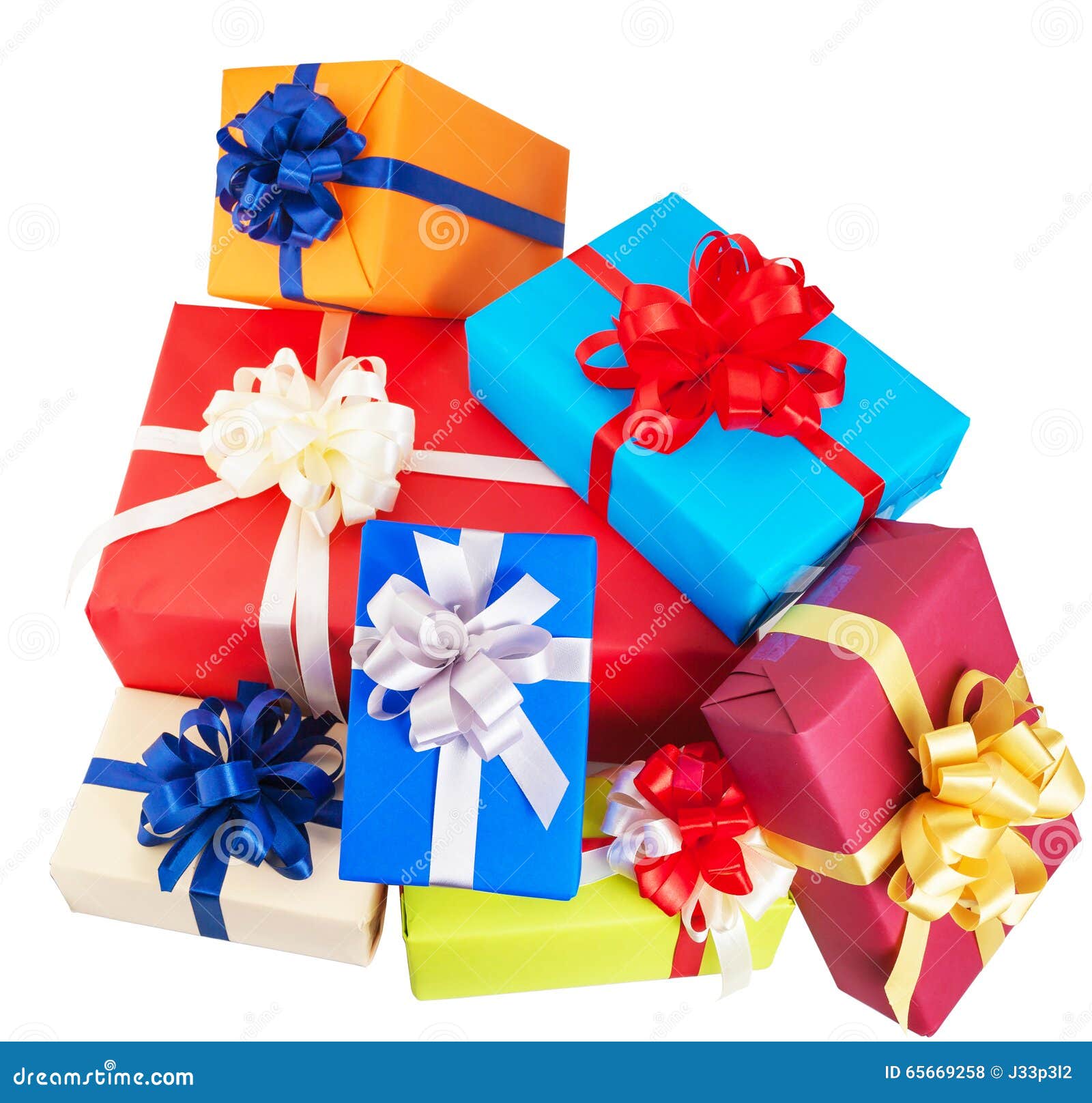 Gift Boxes Wrapped in Colorful Paper Stock Photo - Image of anniversary ...