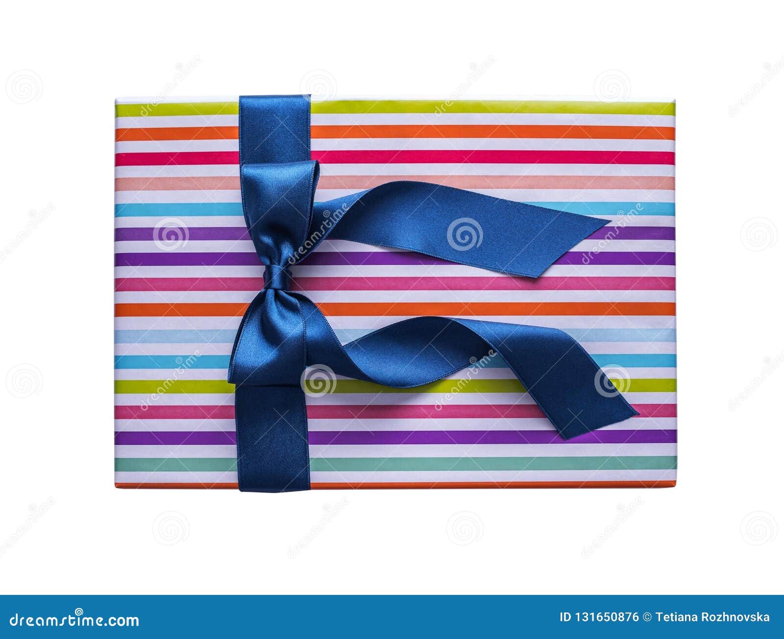 Gift in a Bright Striped Wrapping Paper. Stock Photo - Image of festive ...