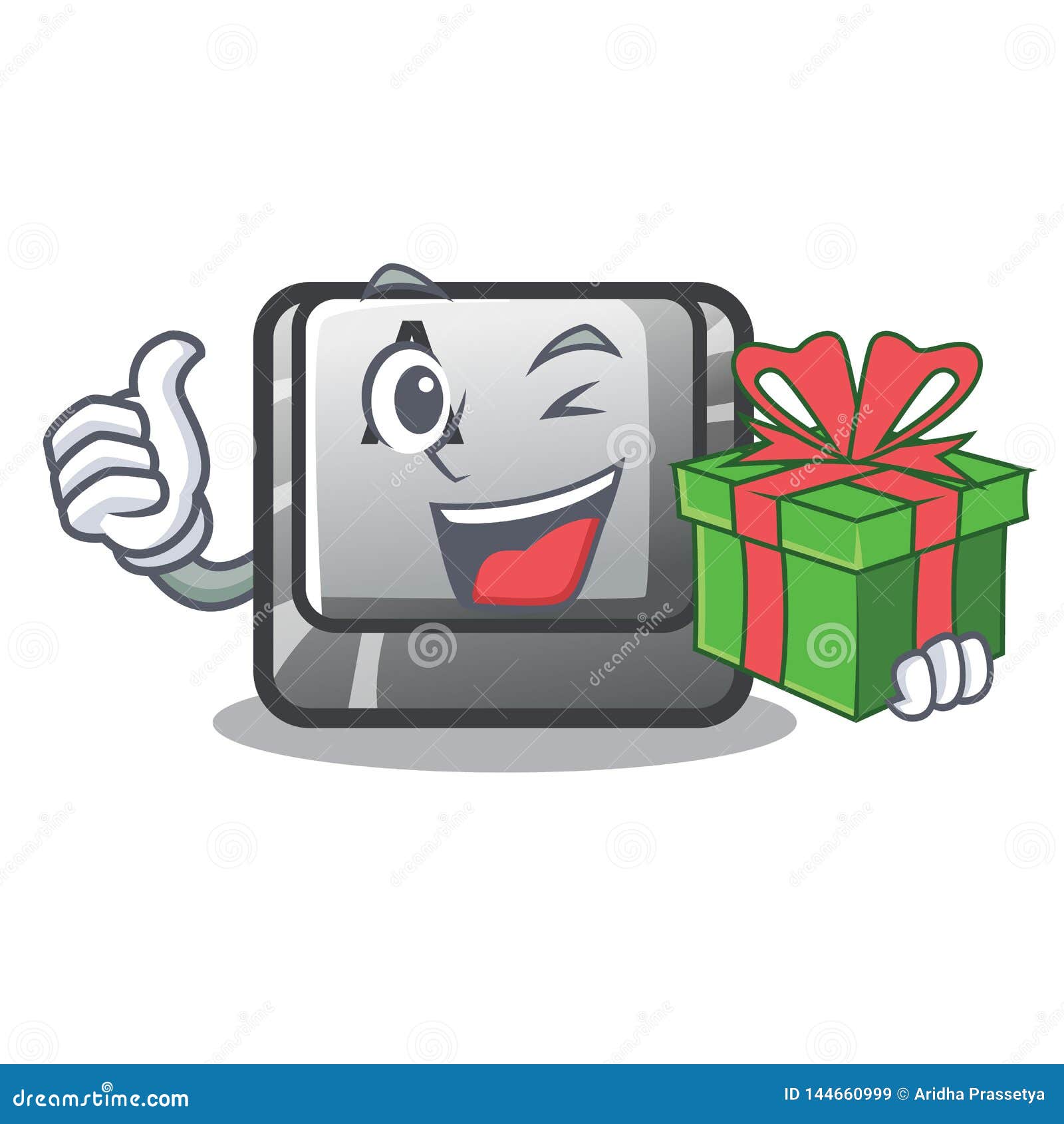 With Gift Button a on a Character Komputer Stock Vector - Illustration ...