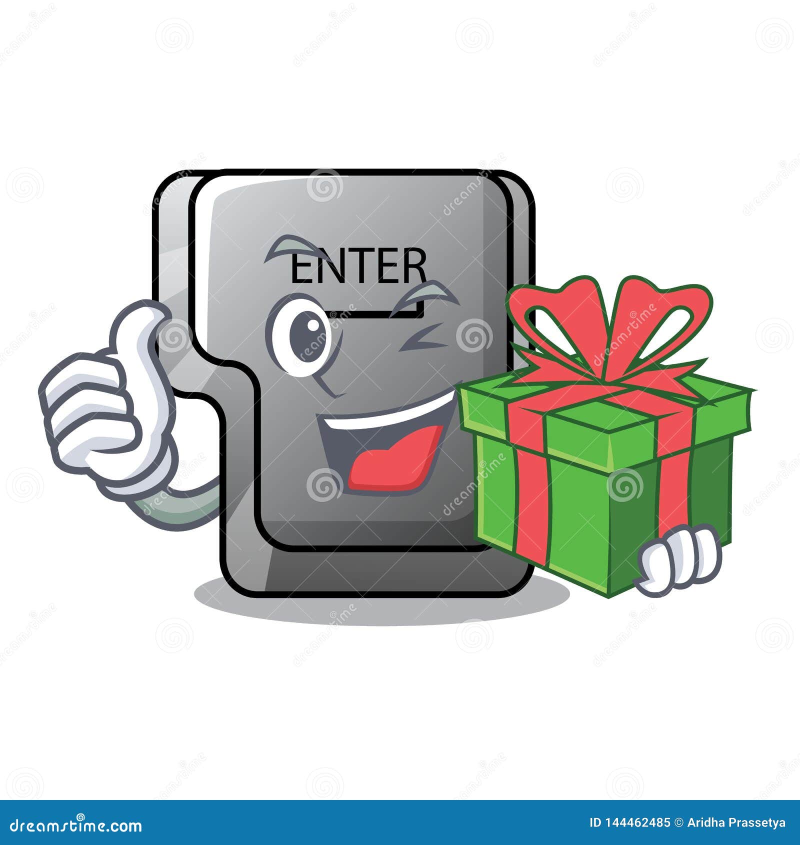 With Gift Button Enter Isolated in the Cartoon Stock Vector ...