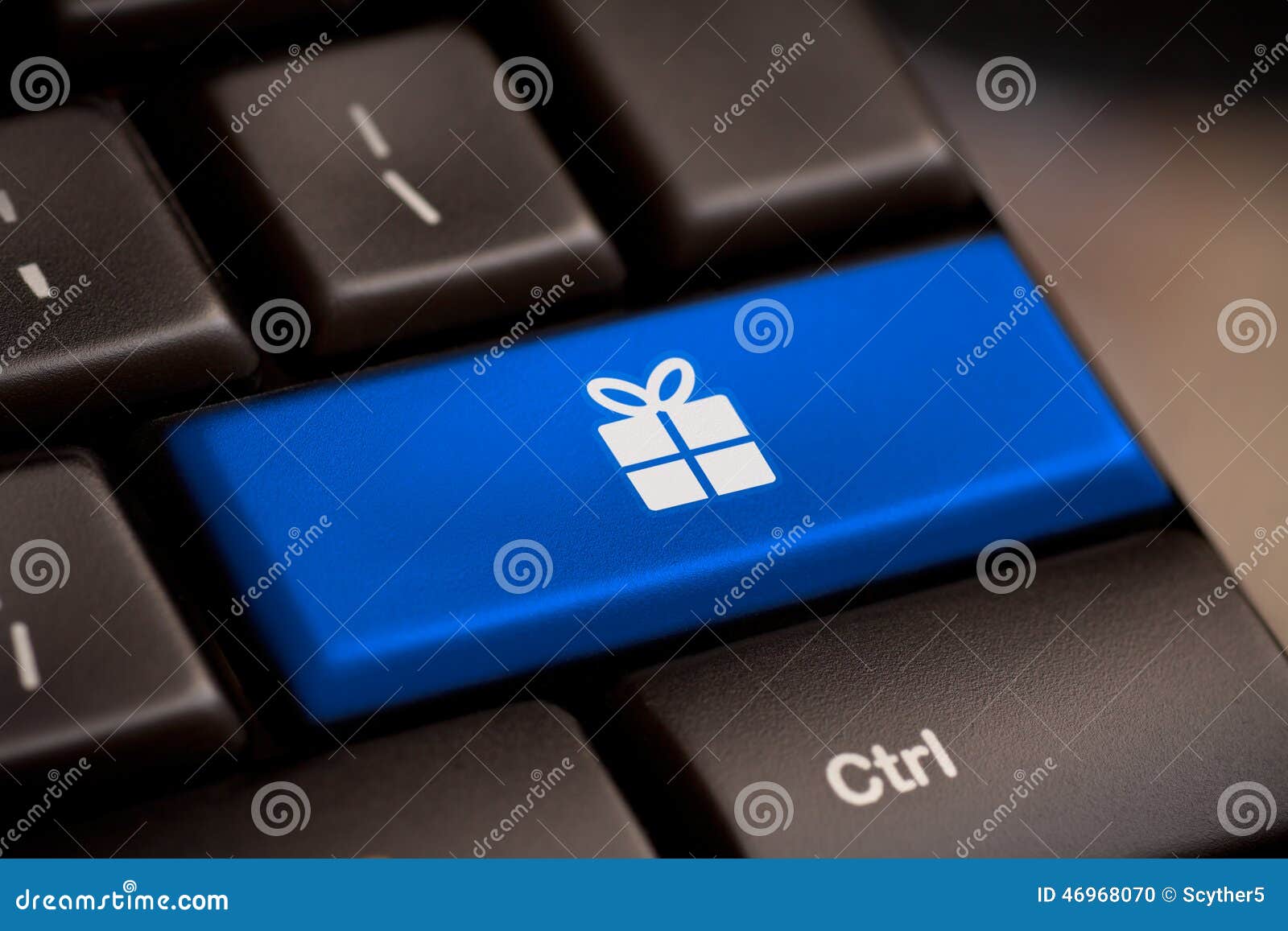 Gift Button on Keyboard with Soft Focus Stock Photo - Image of blue ...