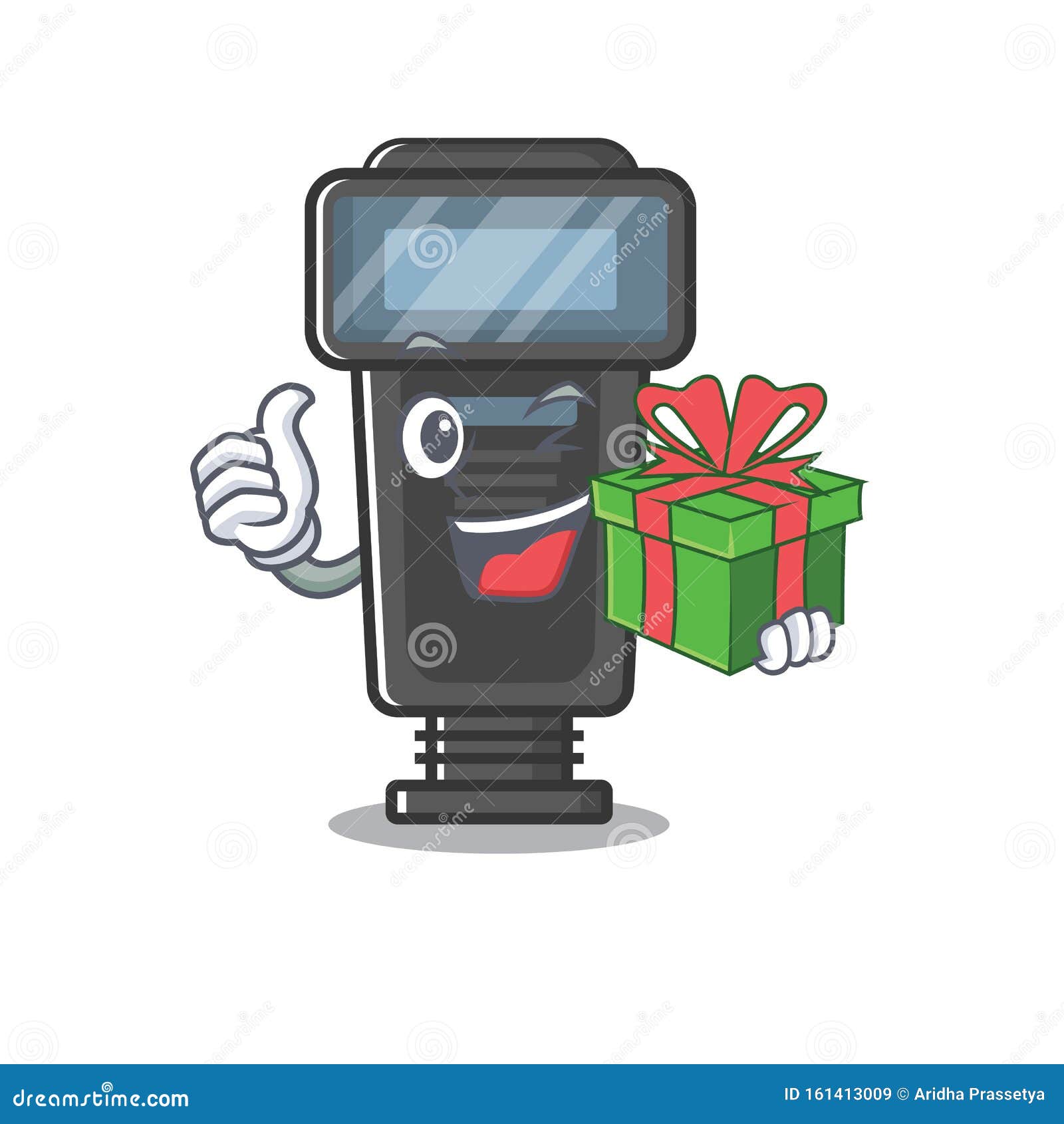 With Gift Camera Flash in a Cartoon Bag Stock Vector - Illustration of ...