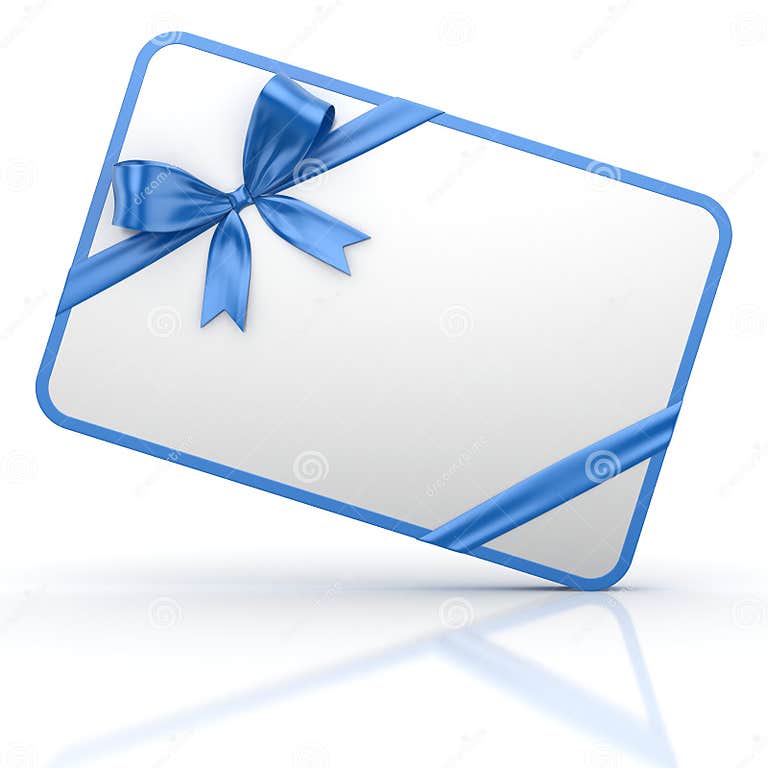 Gift Card with Blue Gift Bow Stock Illustration - Illustration of ...