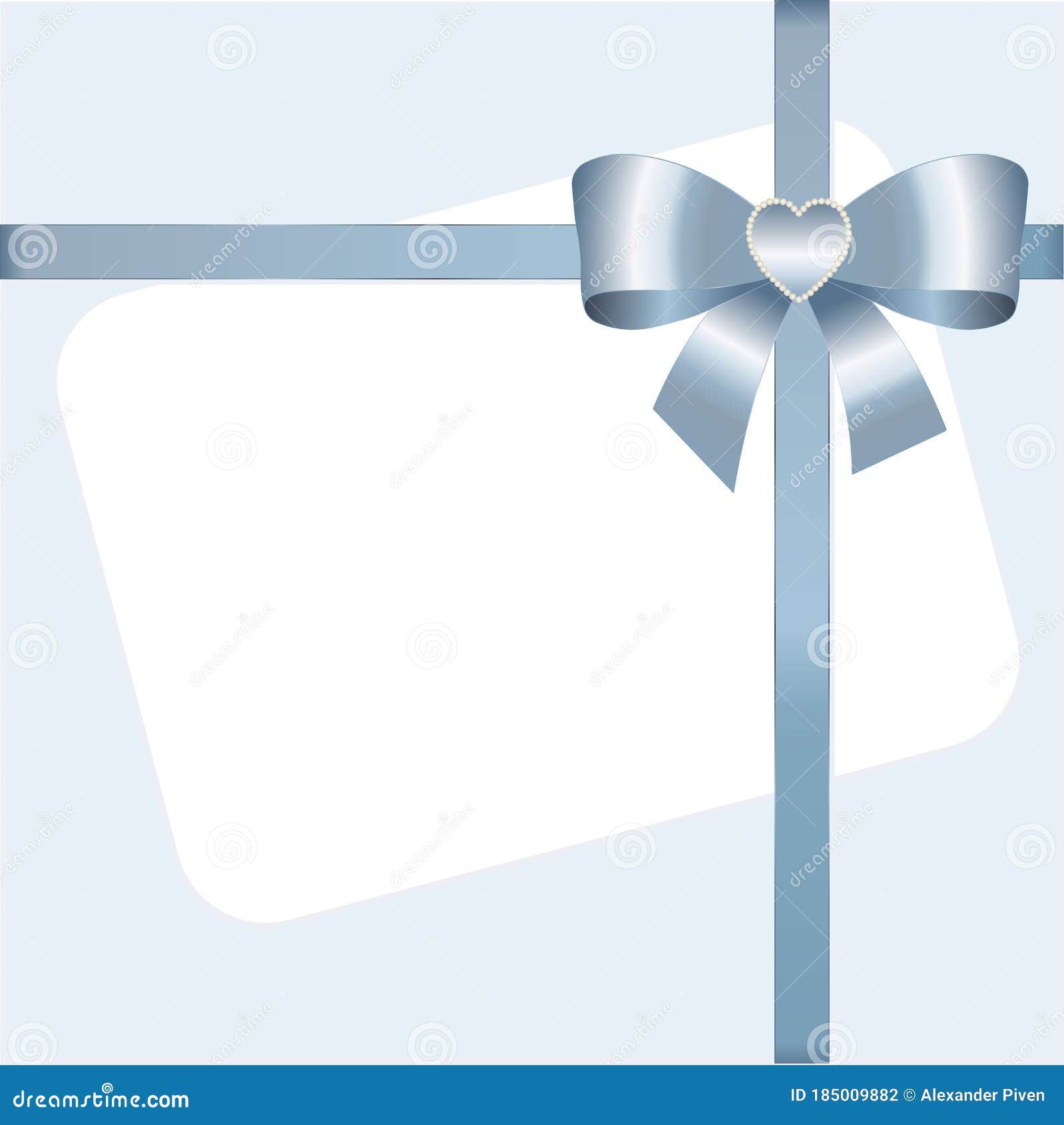 Gift Card with Blue Ribbon and a Bow on Blue Background. Gift Voucher ...