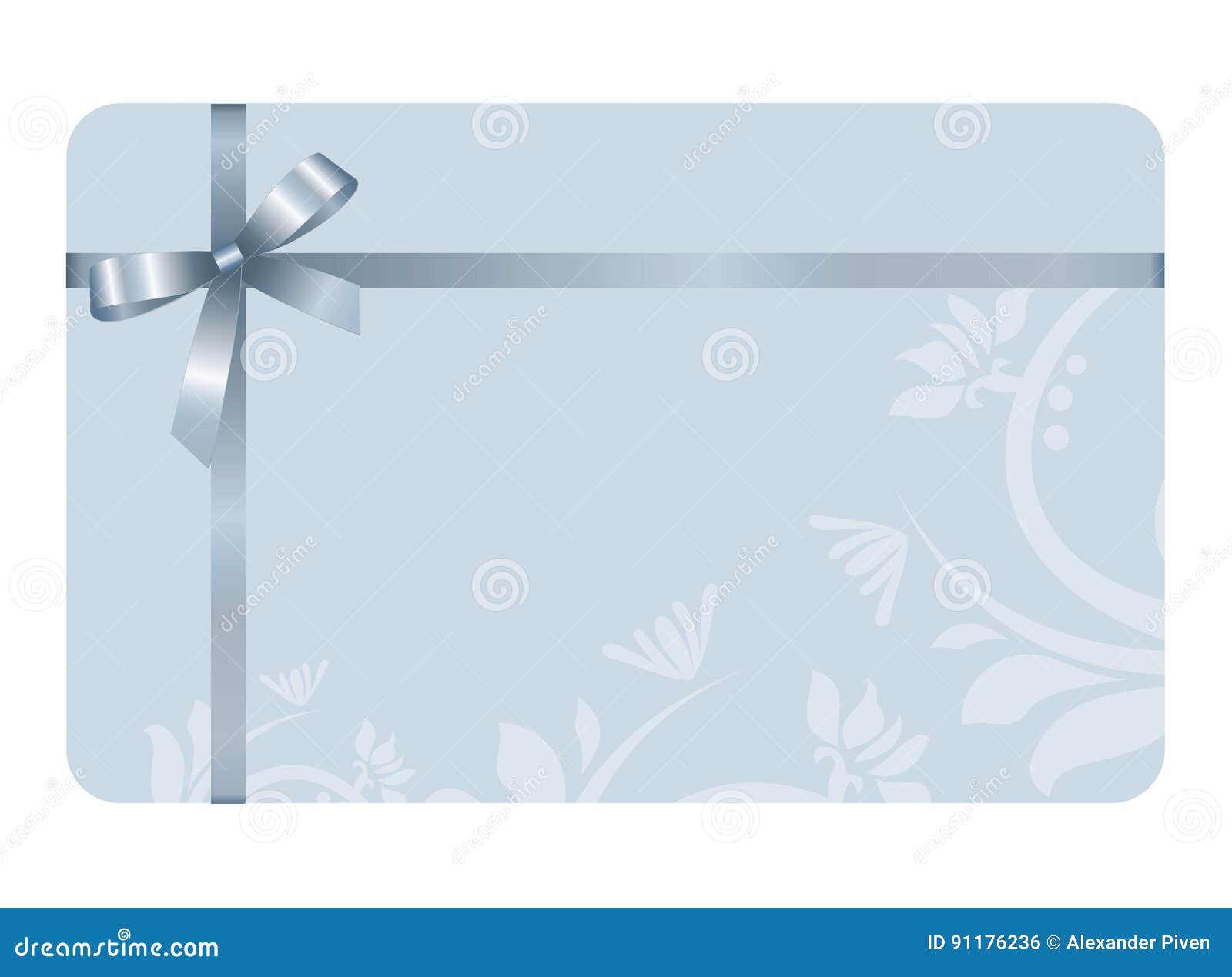 Gift Card with Blue Ribbon and a Bow Stock Vector - Illustration of ...