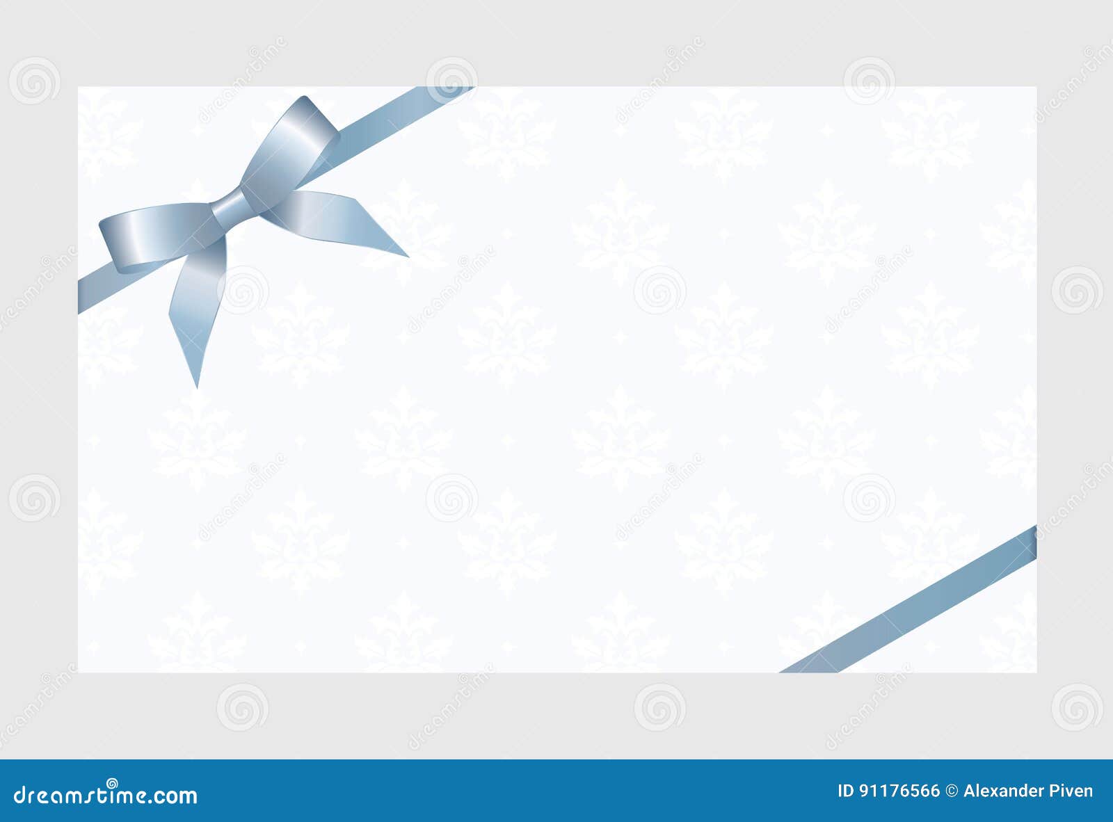 Gift Card with Blue Ribbon and a Bow Stock Vector - Illustration of ...