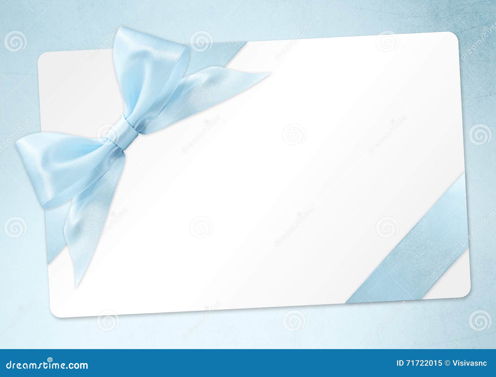 Gift Card with Blue Ribbon Bow Isolated on Azure Stock Illustration ...