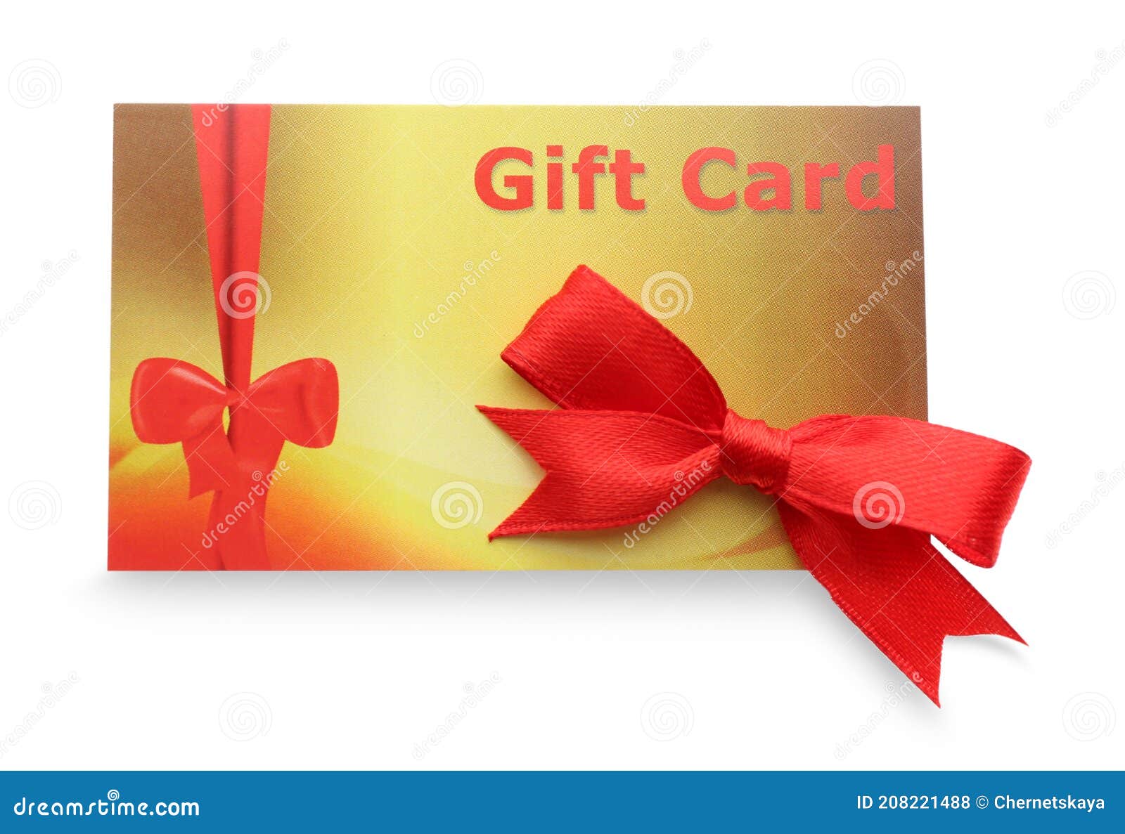 Gift Card with Bow Isolated on White Stock Photo - Image of store ...