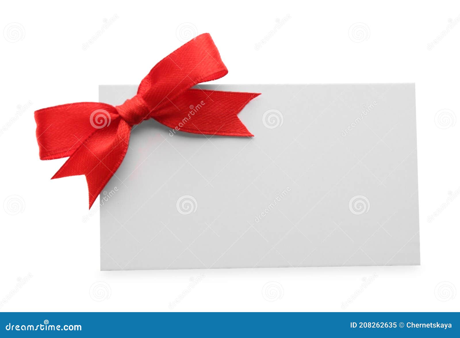 Gift Card with Bow Isolated on White. Mockup for Design Stock Image ...