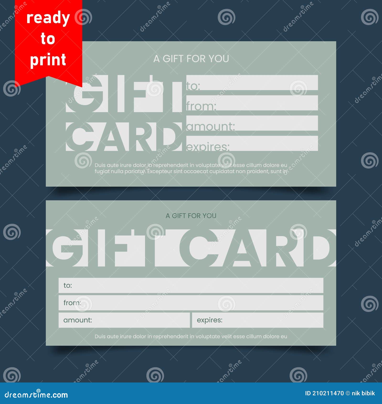 Gift Card with Customer Data, Vector Illustration. Stock Vector ...