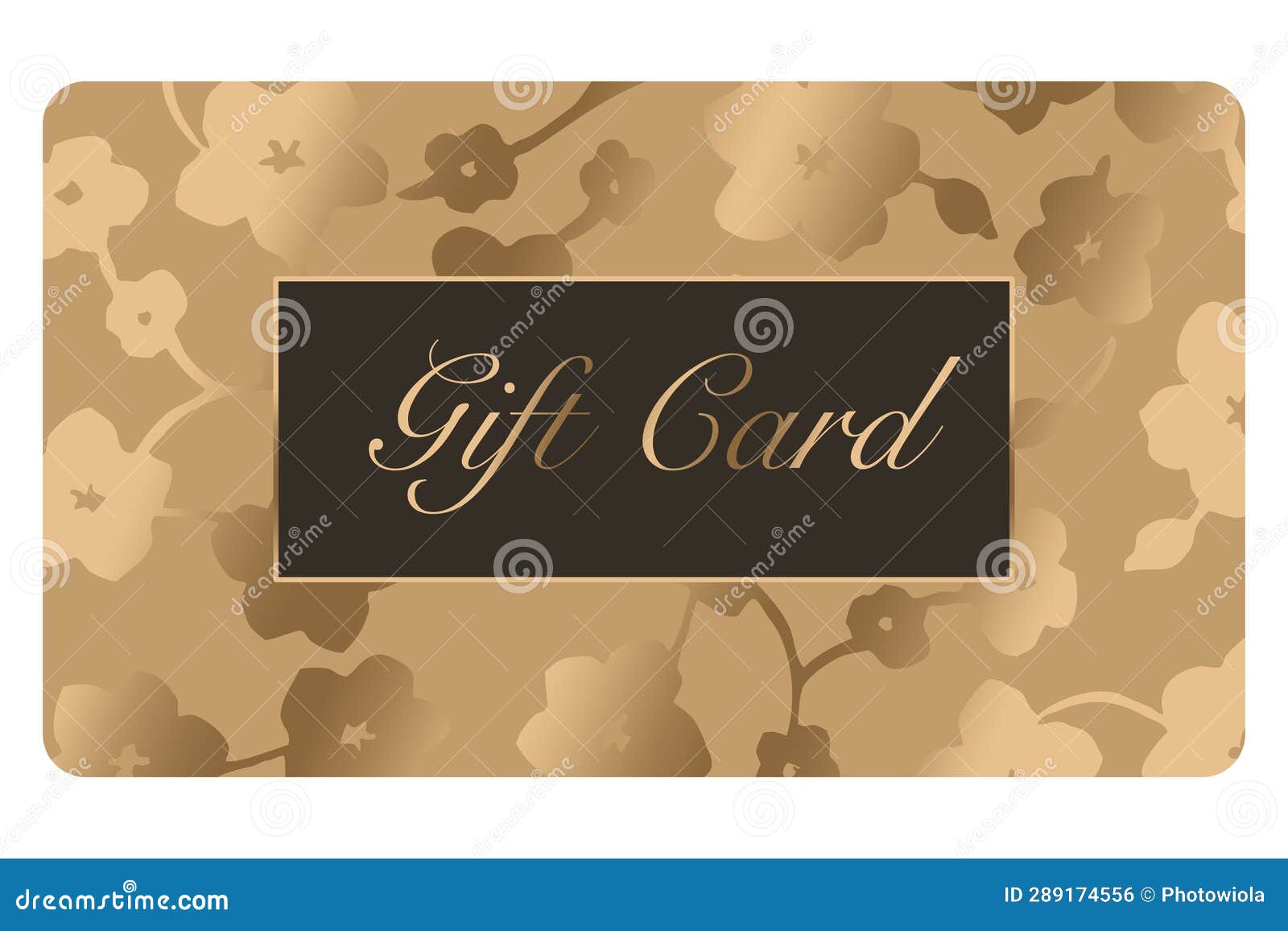 Gift Card Design. Botanical Pattern . Golden Inscription Stock ...