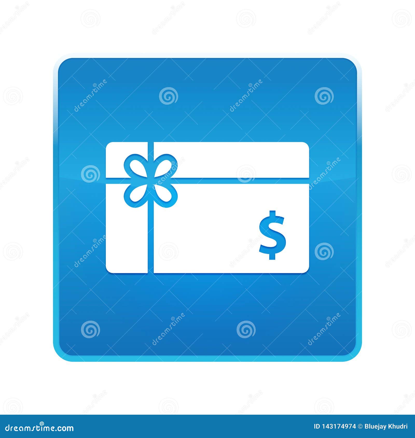 Gift Card Dollar Sign Icon Shiny Blue Square Button Stock Illustration ...