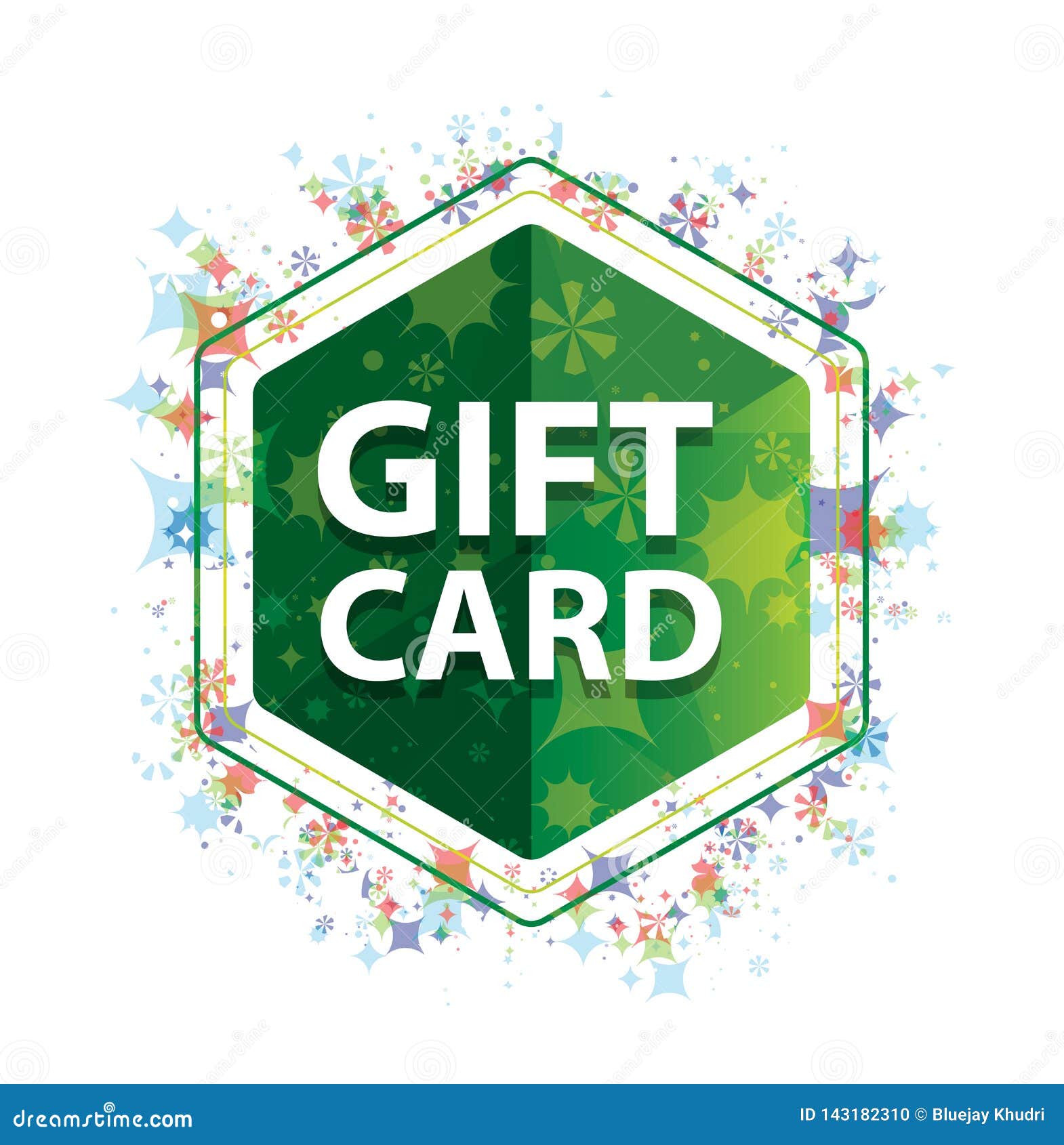 Gift Card Floral Plants Pattern Green Hexagon Button Stock Illustration ...