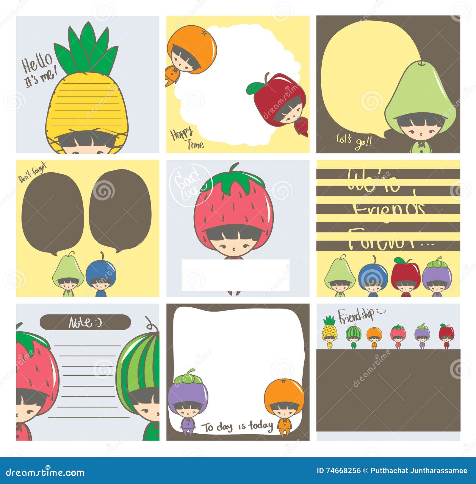 Gift card fruit set stock vector. Illustration of strawberry - 74668256