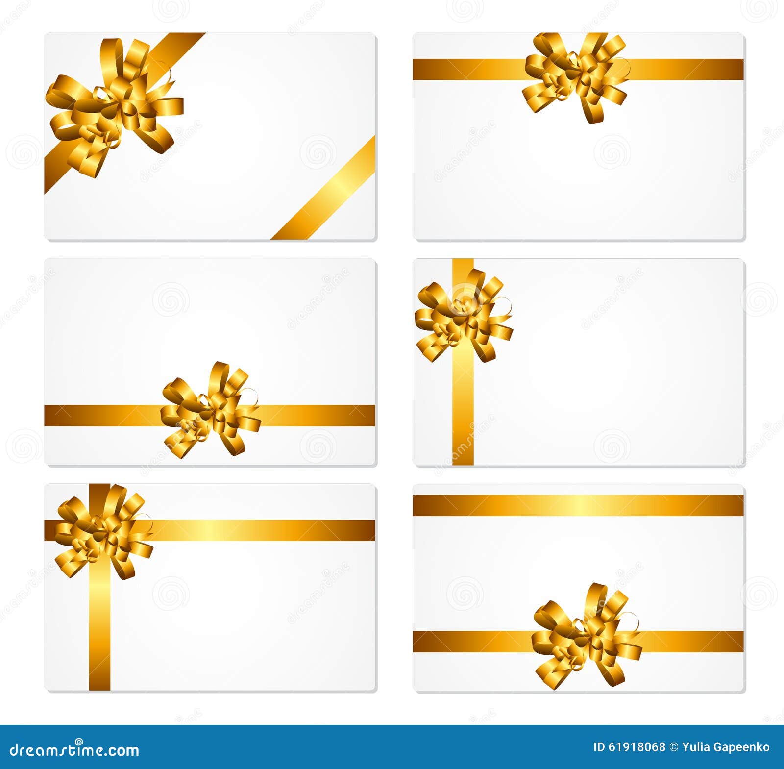 Gift Card with Gold Bow and Ribbon Set Vector Stock Vector ...