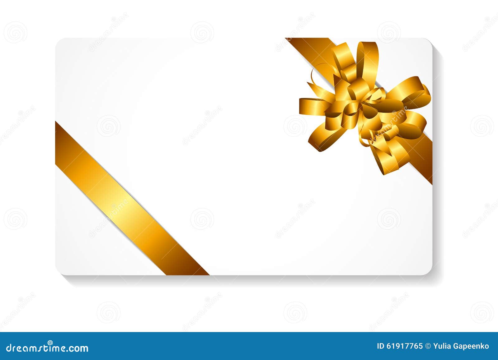 Gift Card with Gold Bow and Ribbon Vector Stock Vector - Illustration ...