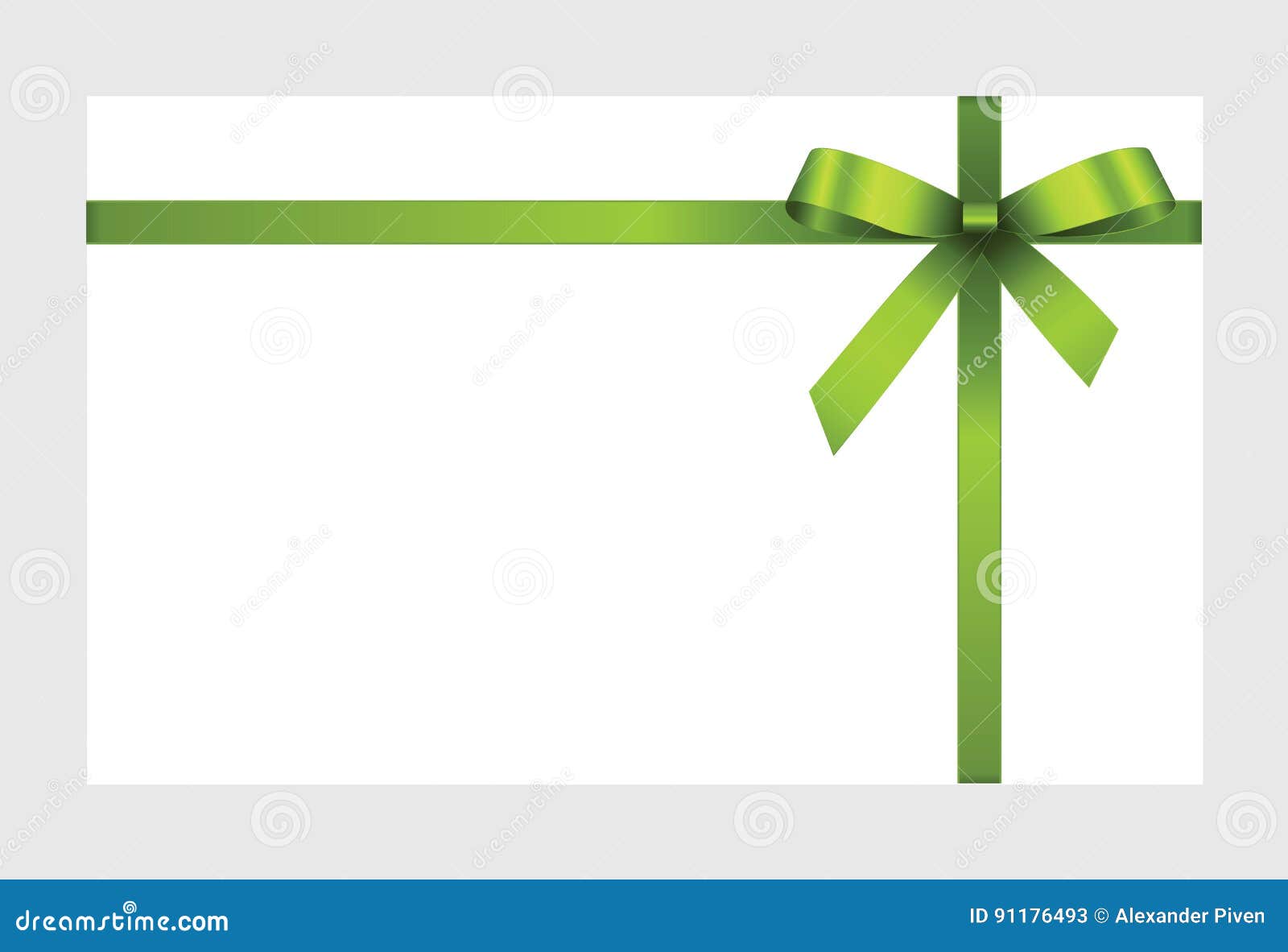 Gift Card with Green Ribbon and a Bow Stock Vector - Illustration of ...