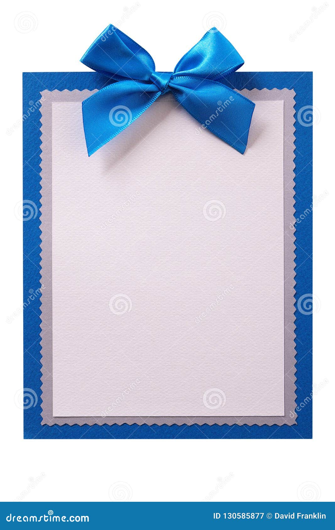 Gift Card Invitation Invite Blue Bow Vertical Fully Isolated White ...
