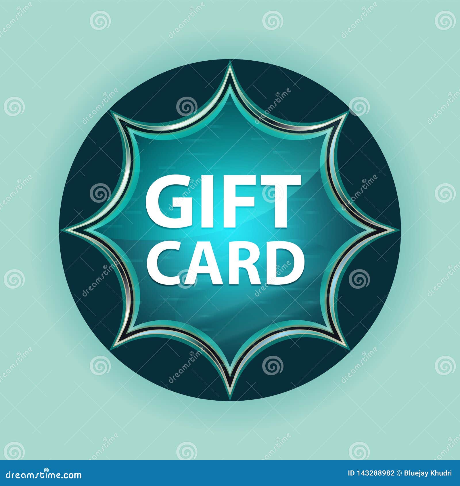 Gift Card Magical Glassy Sunburst Blue Button Sky Blue Background Stock ...