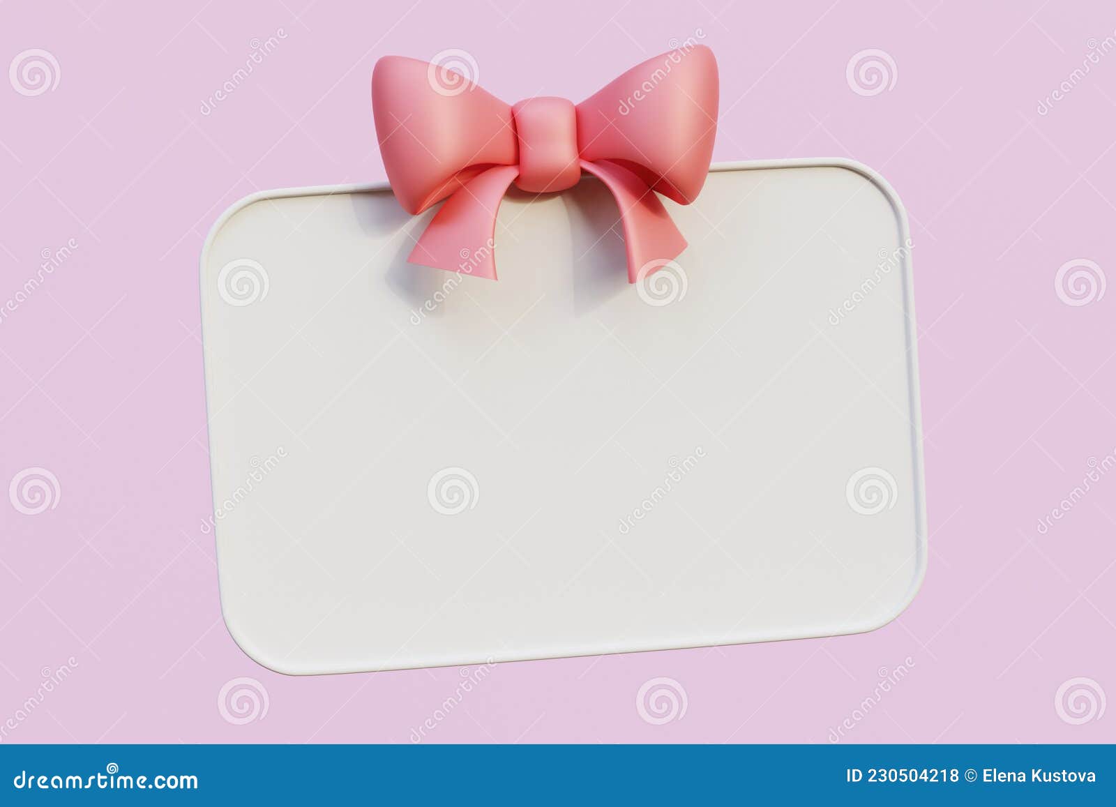 Gift Card with Pink Bow and Ribbon, 3d Render Stock Illustration ...