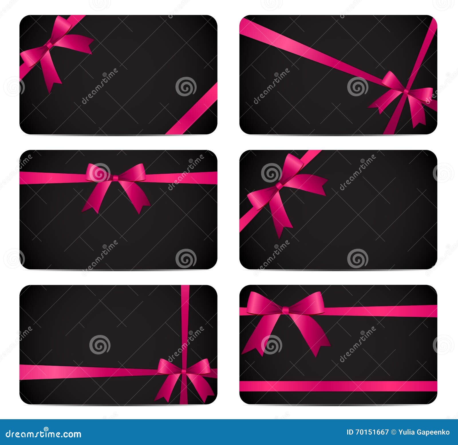 Gift Card with Pink Ribbon and Bow. Vector Illustration Stock Vector ...