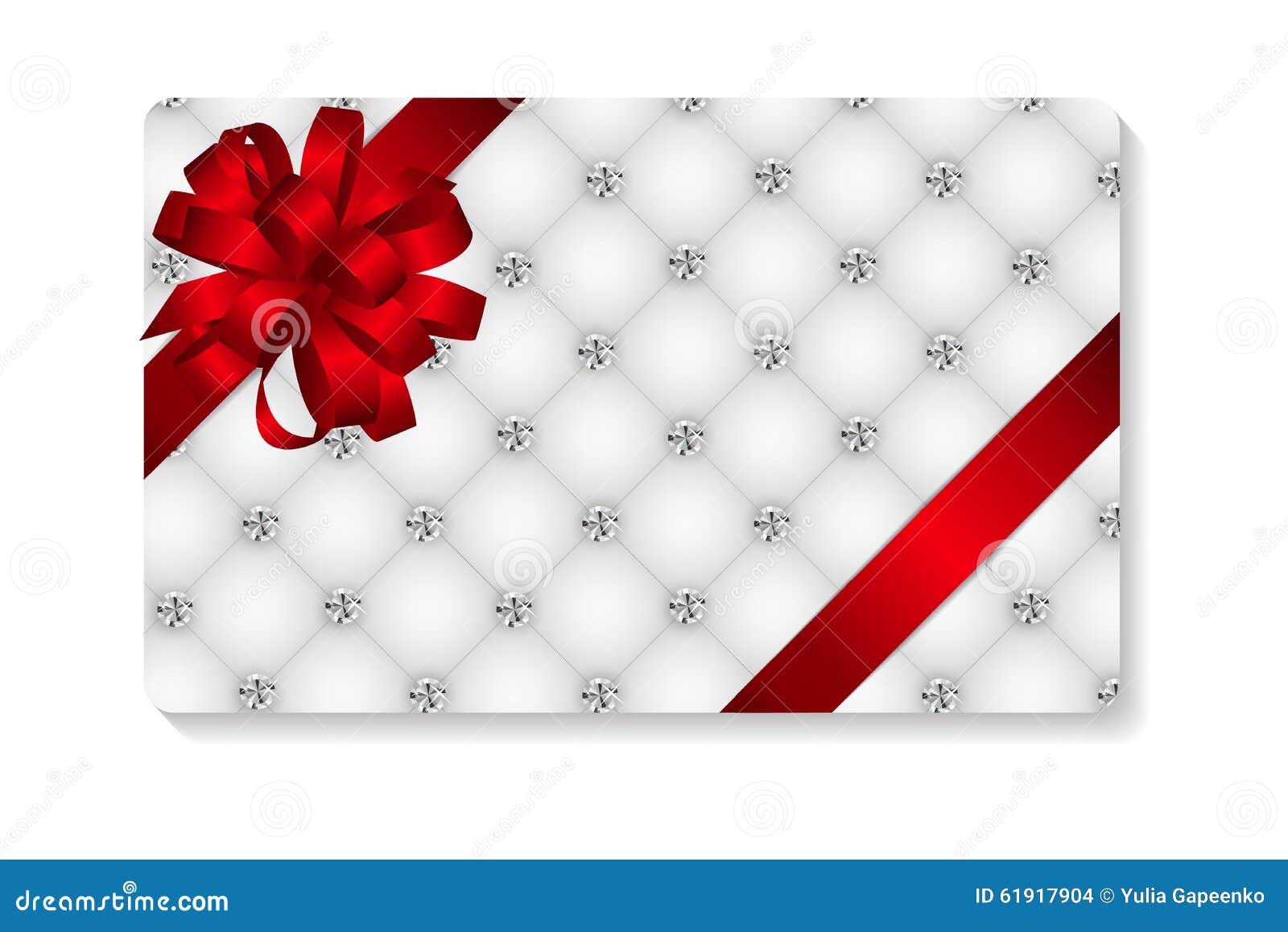 Gift Card with Red Bow and Ribbon Vector Stock Vector - Illustration of ...
