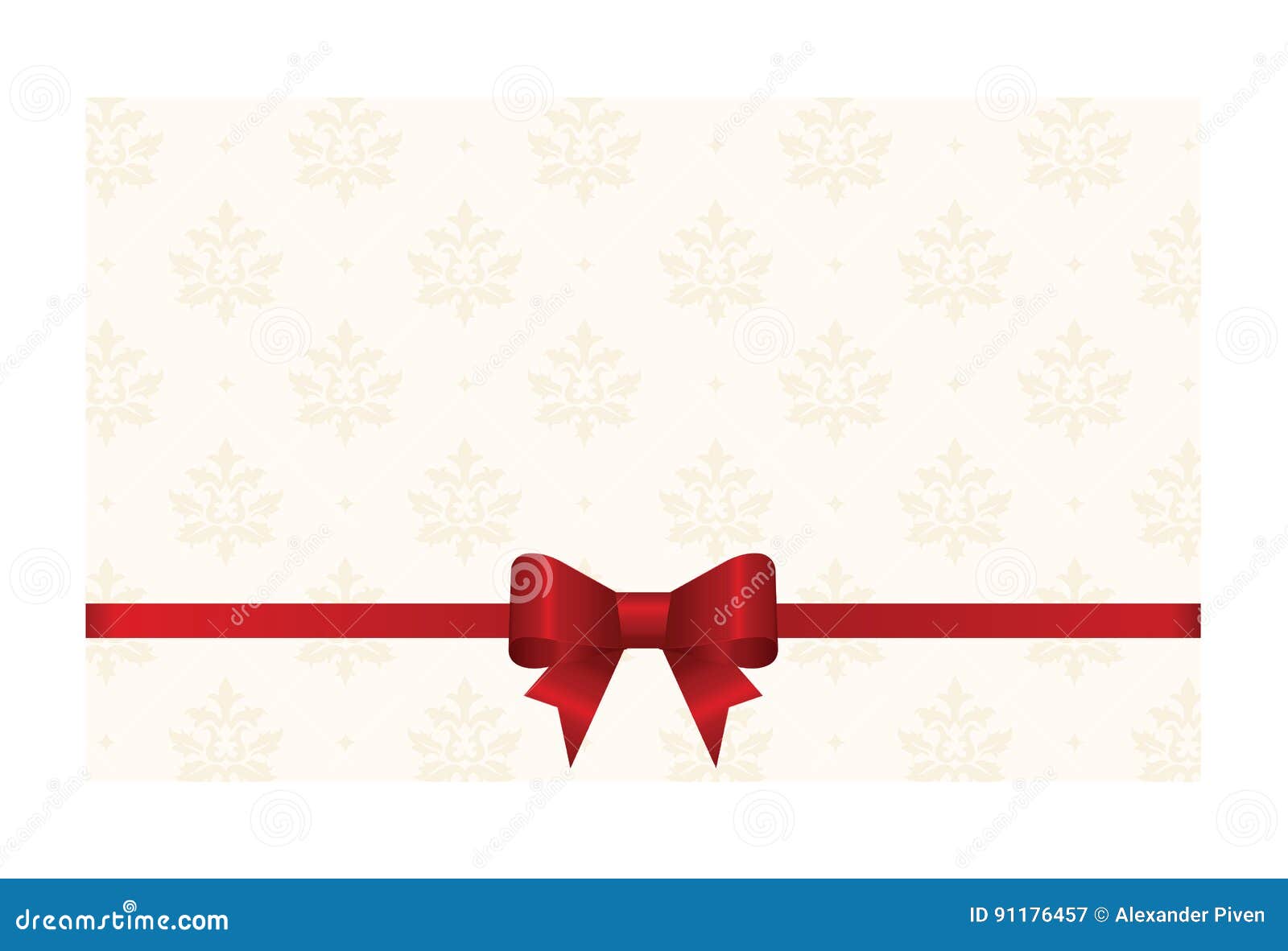 Gift Card with Red Ribbon and a Bow Stock Vector - Illustration of ...