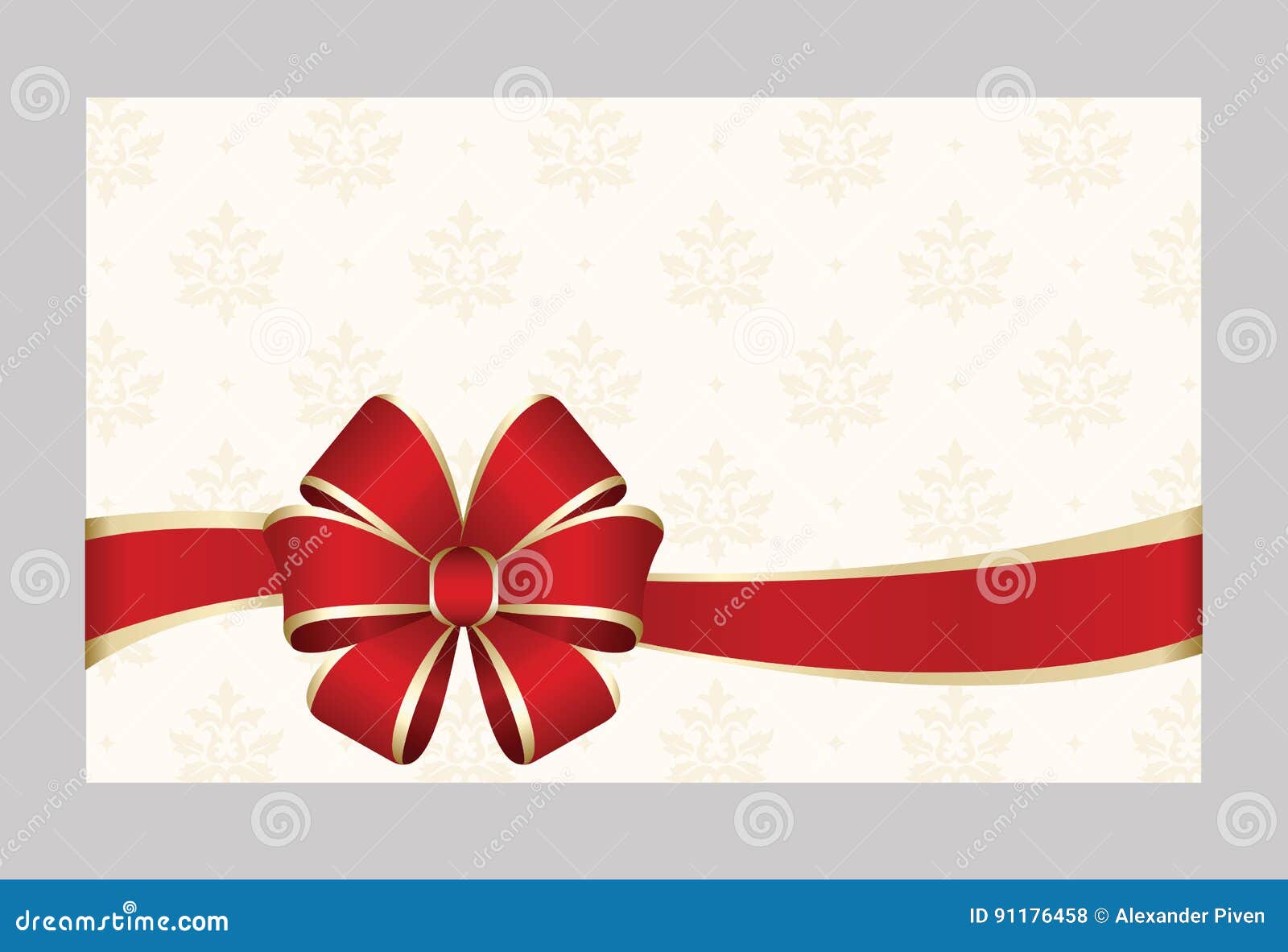 Gift Card with Red Ribbon and a Bow Stock Vector - Illustration of ...