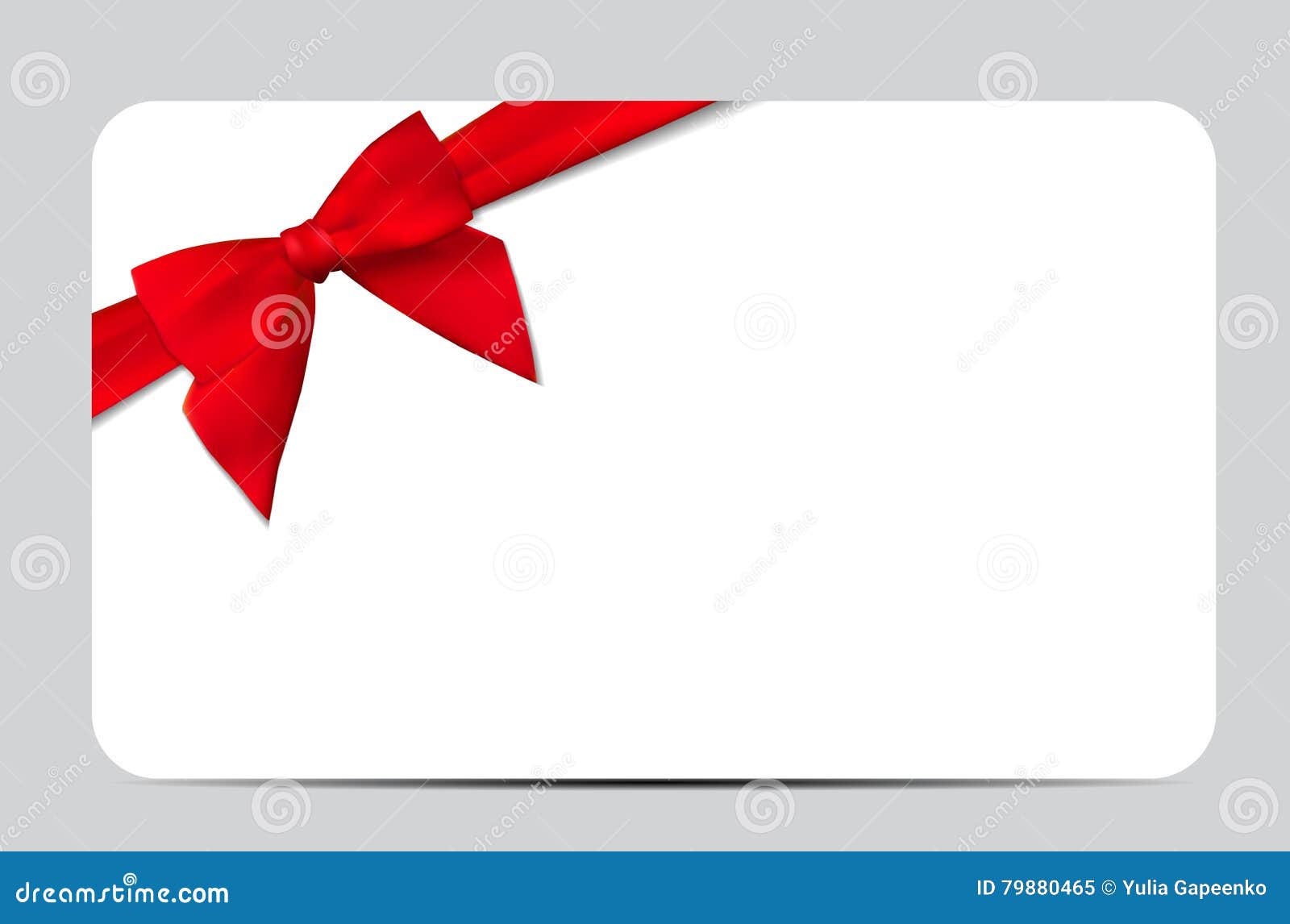 Gift Card with Red Ribbon and Bow. Vector Illustration Stock Vector ...