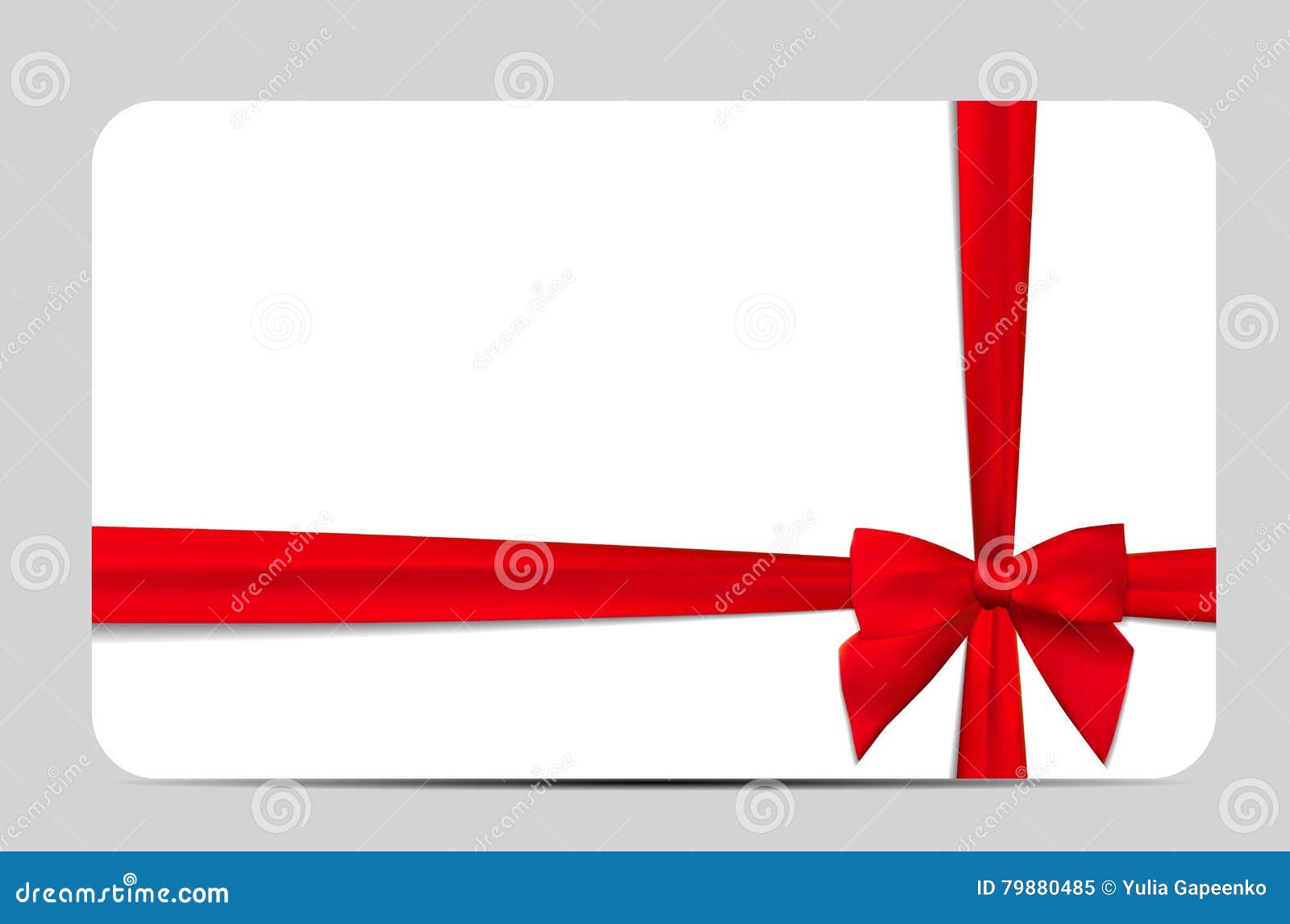 Gift Card with Red Ribbon and Bow. Vector Illustration Stock Vector ...