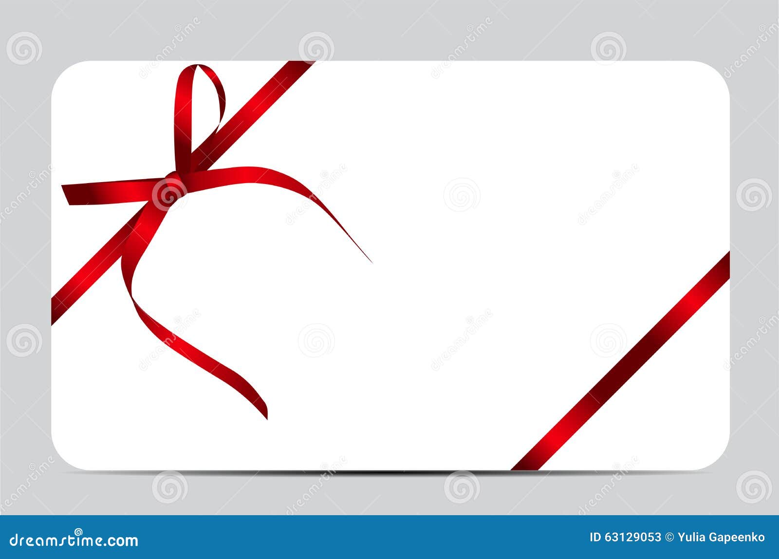 Gift Card with Red Ribbon and Bow. Vector Stock Vector - Illustration ...