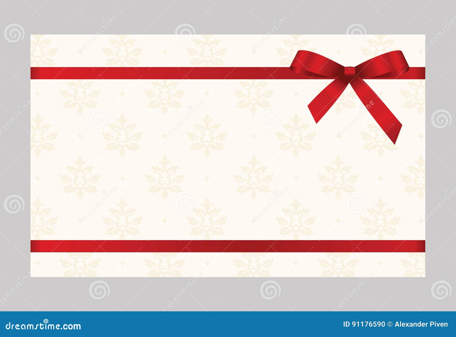 Gift Card with Red Ribbon and a Bow Stock Vector - Illustration of ...