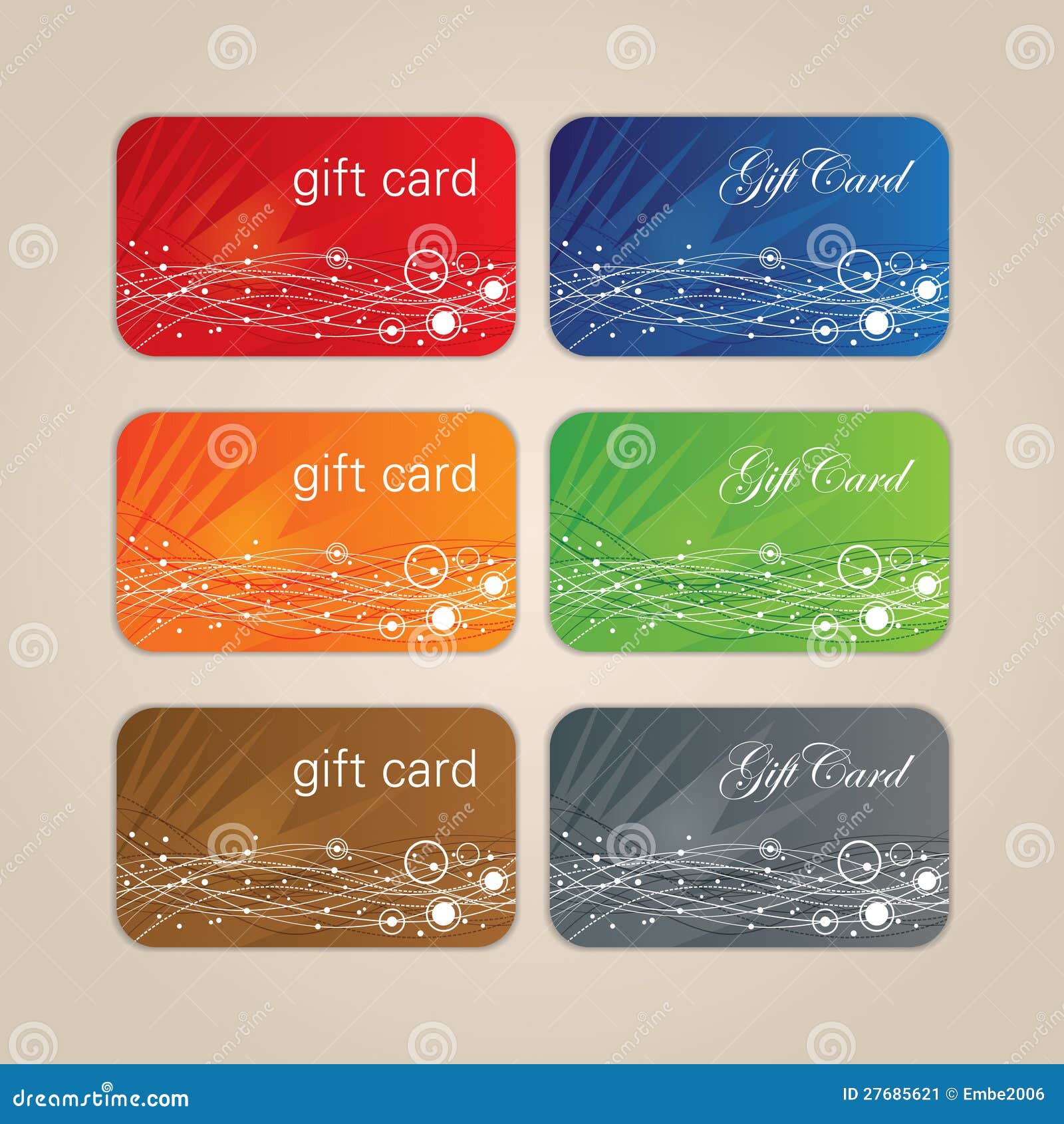 Gift Card Set stock vector. Illustration of orange, star - 27685621