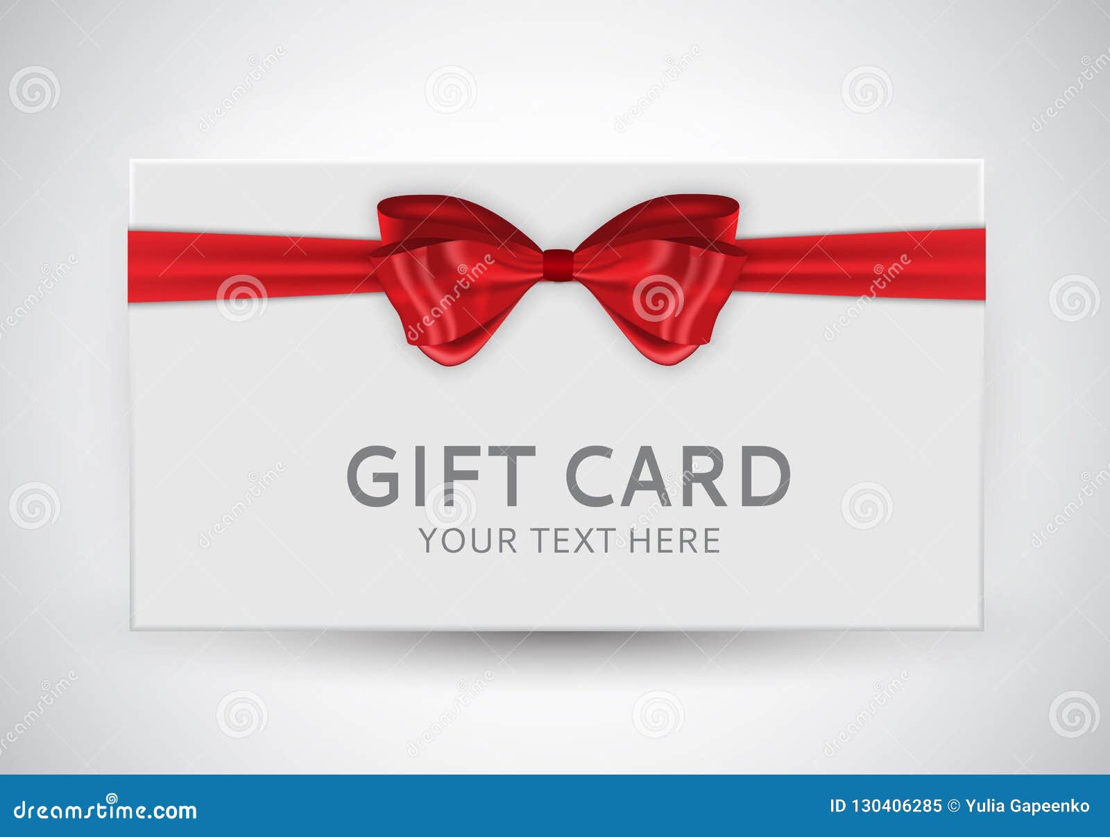 Gift Card Template with Bow and Ribbon Vector Illustration Stock Vector ...
