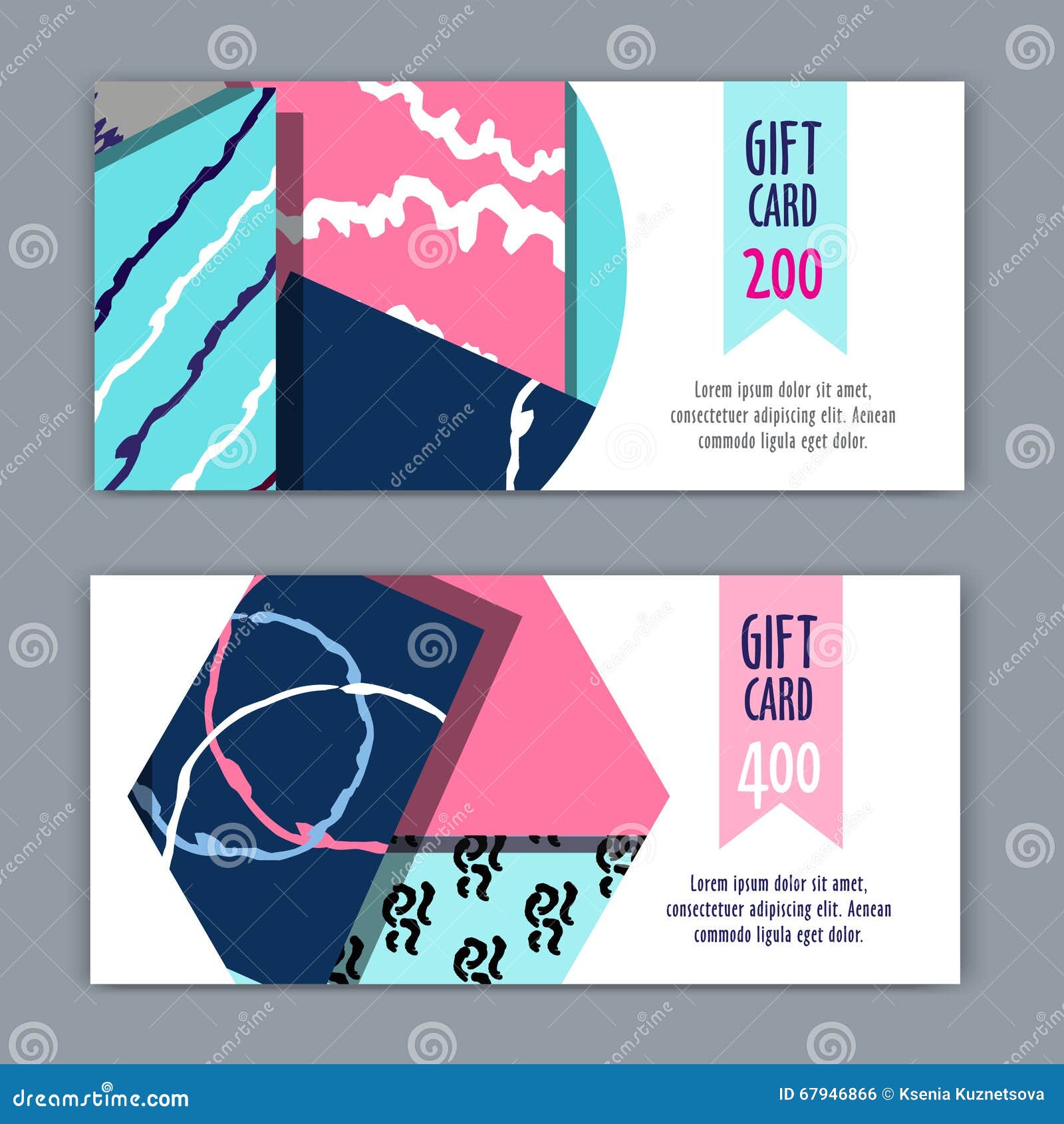 Gift Card Template with Geometric Shapes Stock Vector - Illustration of ...