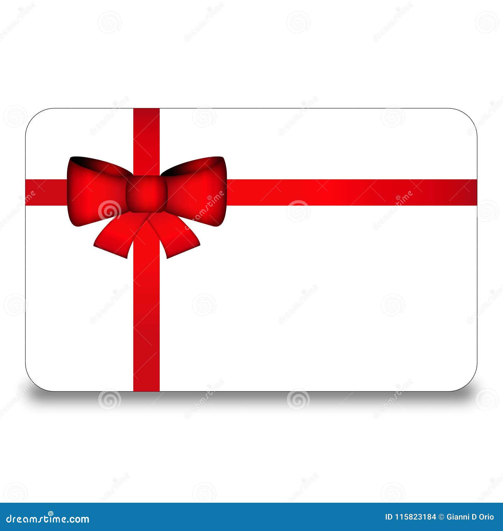 Gift Card Template with Ribbon and Red Bow Stock Vector - Illustration ...