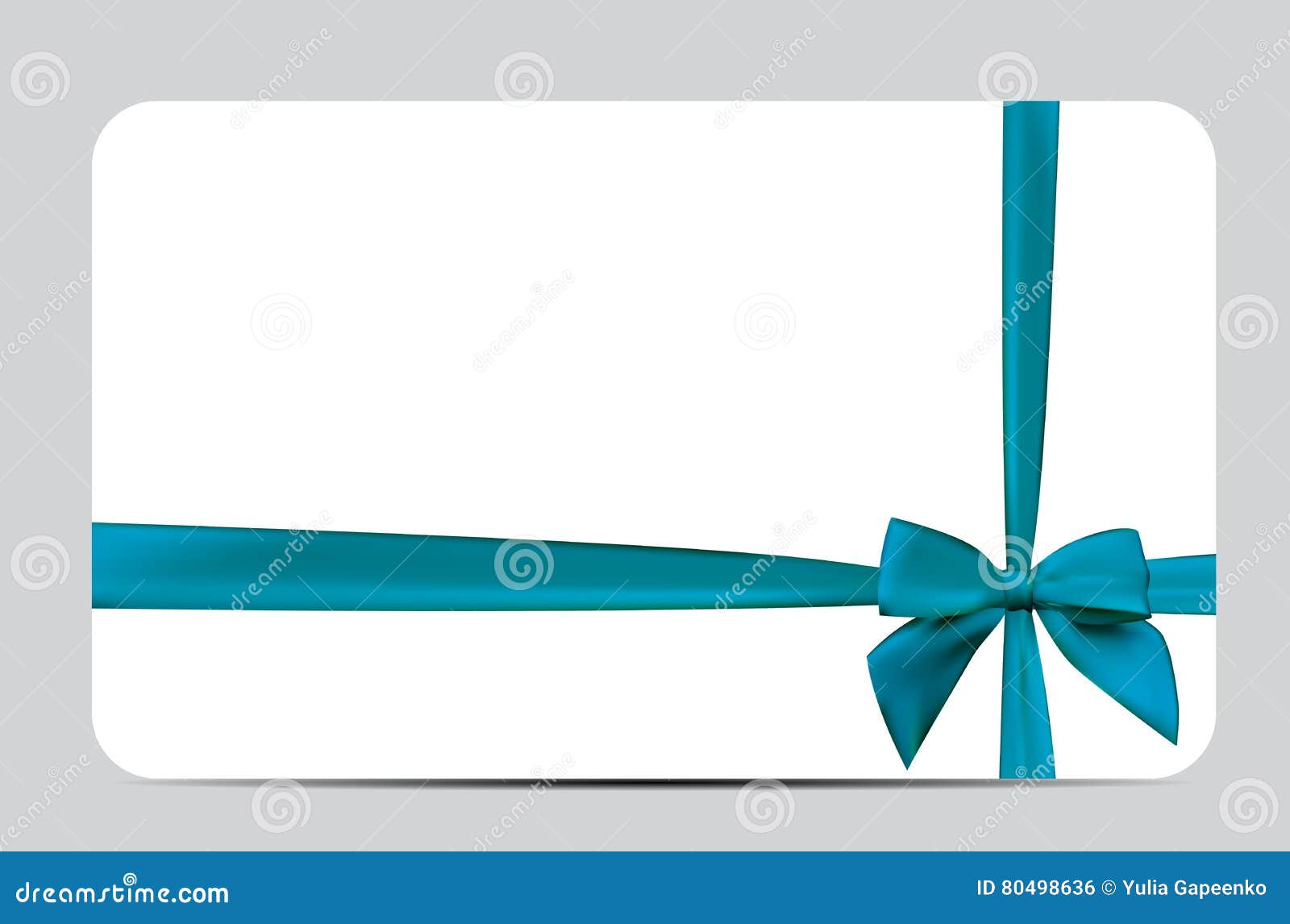Gift Card Template with Silk Ribbon and Bow Stock Vector - Illustration ...