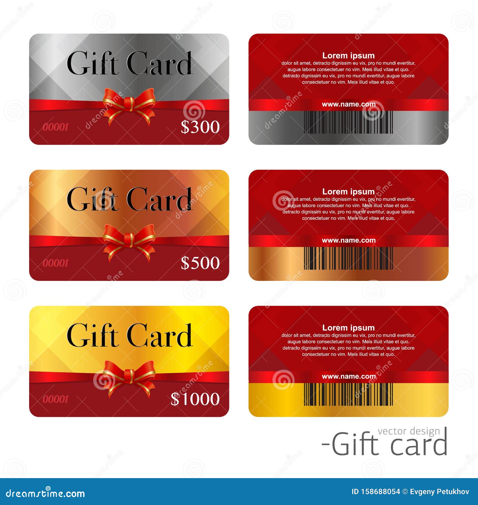 Gift Card Templates. Vector Design Polygonal Plastic Cards with Bar ...