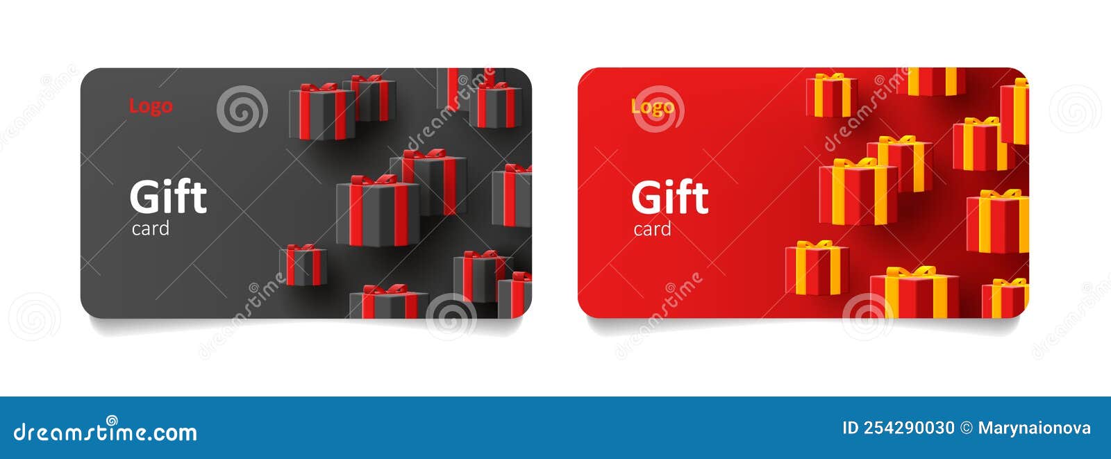 Gift Card Voucher Template with 3d Pattern of Gift Boxes Stock Vector ...