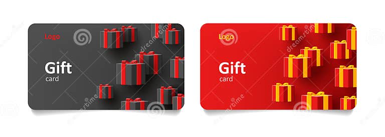 Gift Card Voucher Template with 3d Pattern of Gift Boxes Stock Vector - Illustration of voucer ...
