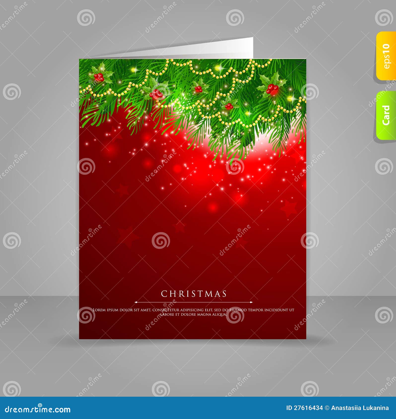 Gift card with Xmas branch stock vector. Illustration of beautiful ...