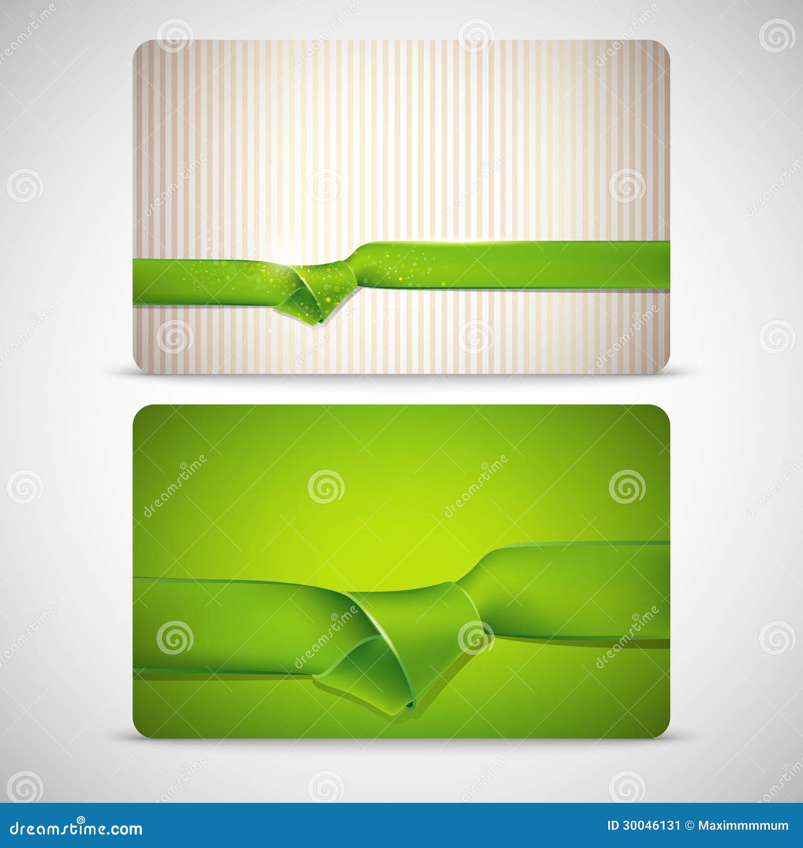 Set of Gift Cards with Green Ribbons Stock Illustration - Illustration ...