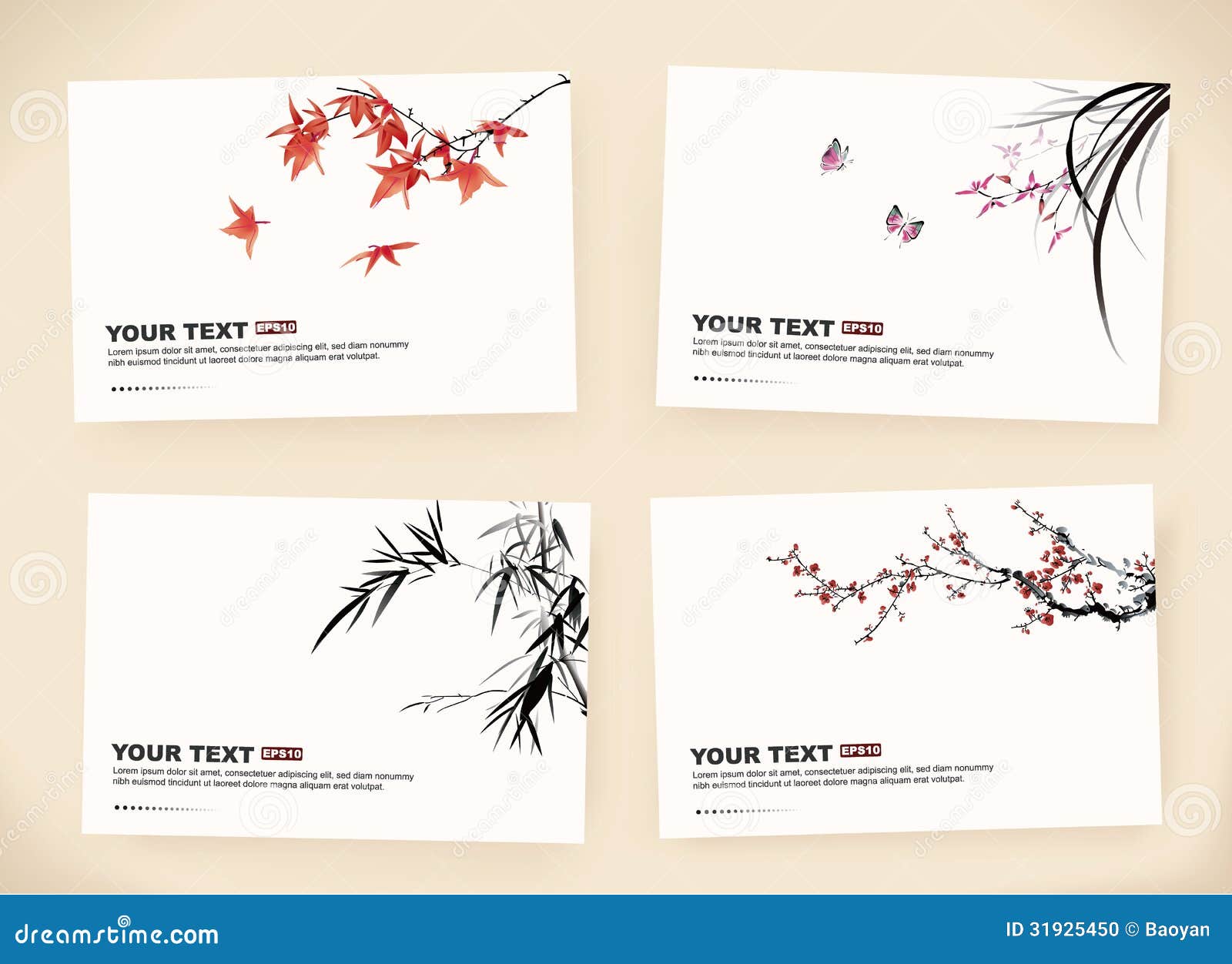 Gift cards stock vector. Illustration of bamboo, traditional - 31925450