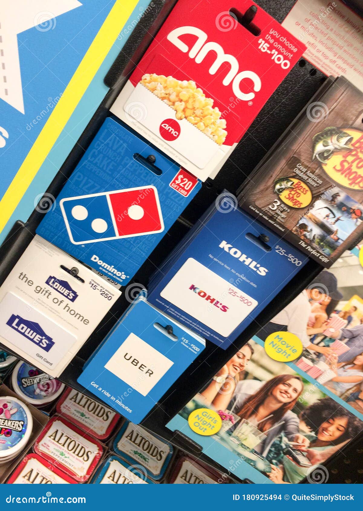 Gift cards on rack editorial stock image. Image of advertising - 180925494