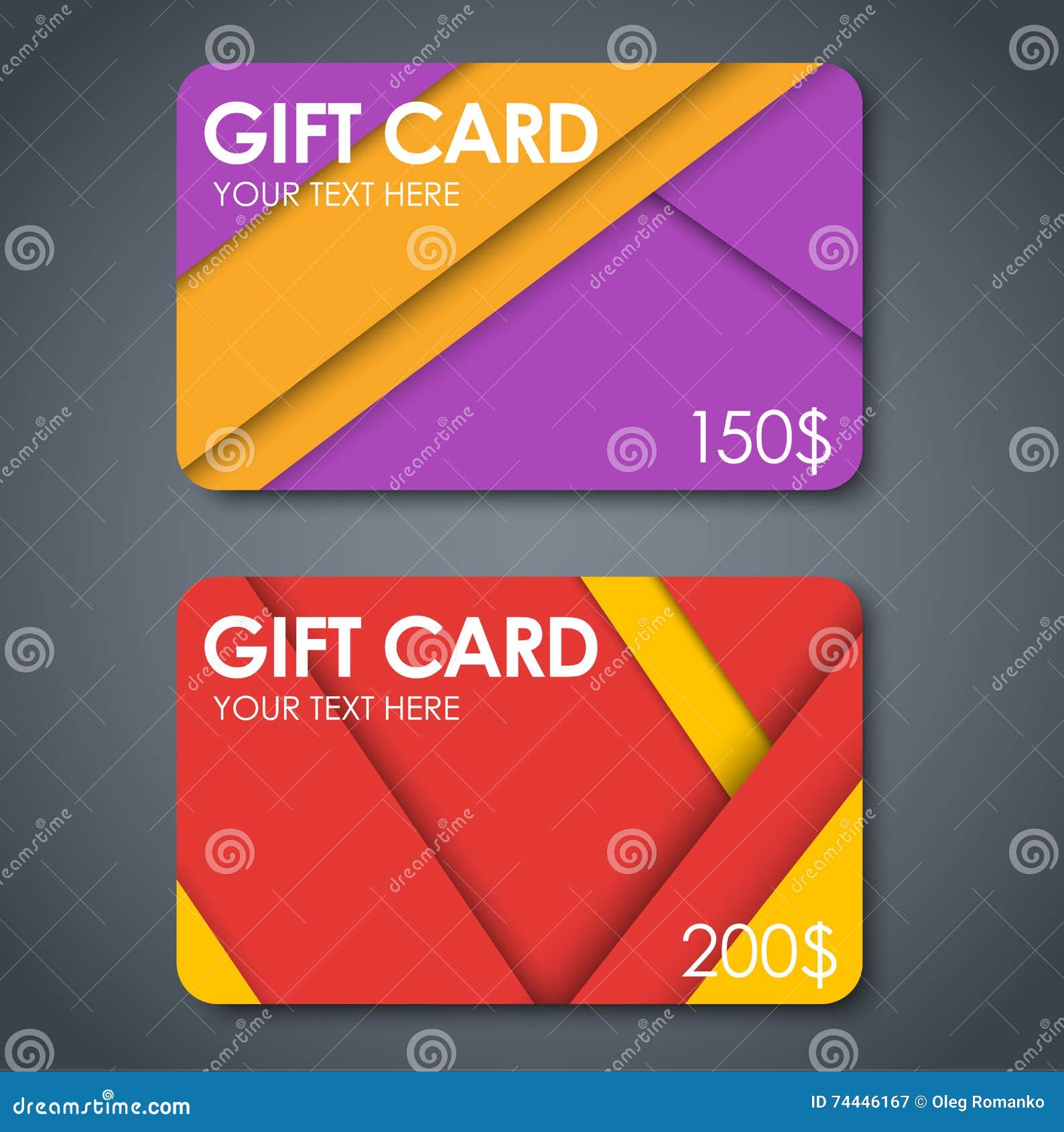 Gift Cards in Style of Material Design Stock Vector - Illustration of ...